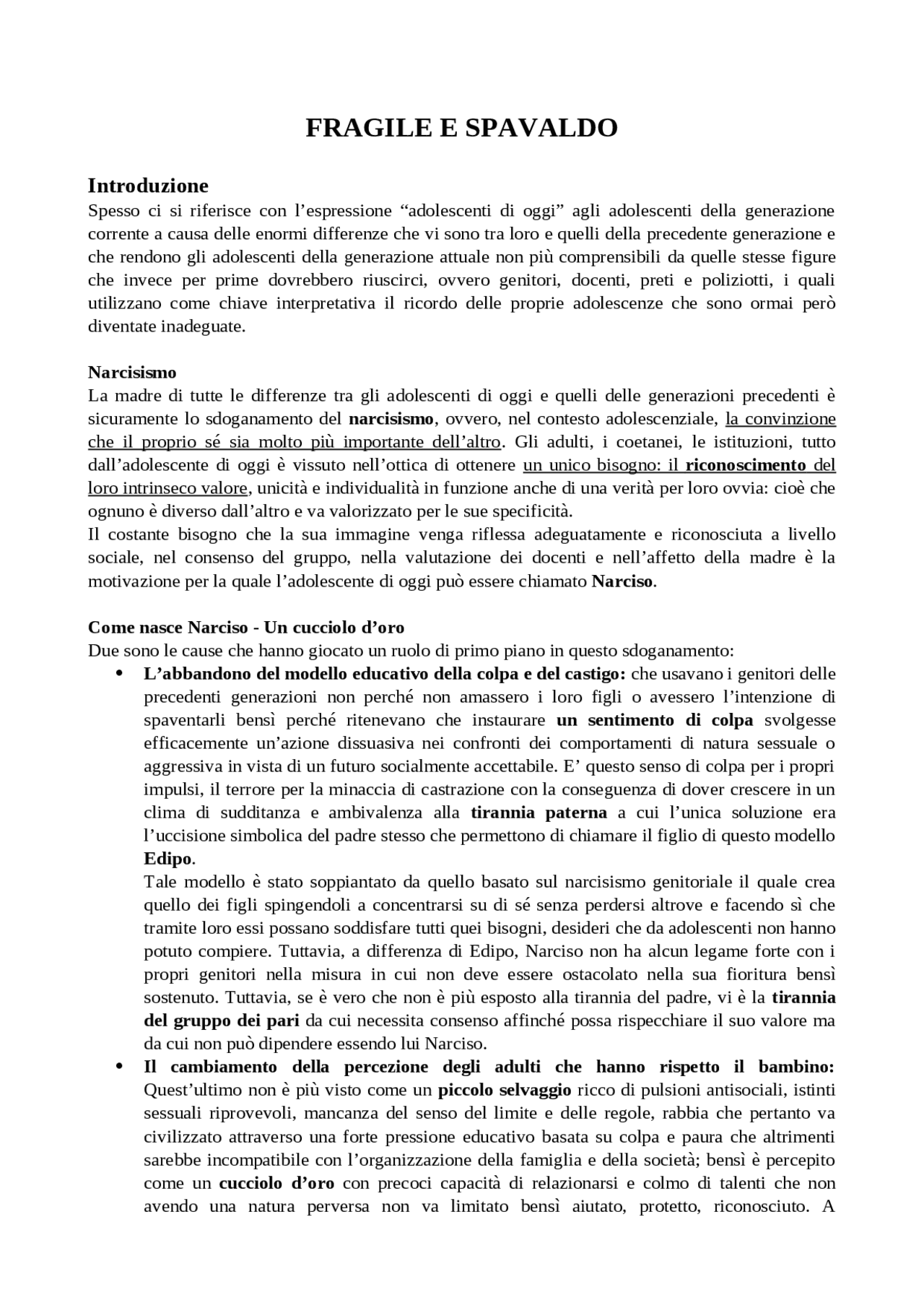 Fragile E Spavaldo Sintesi Docsity