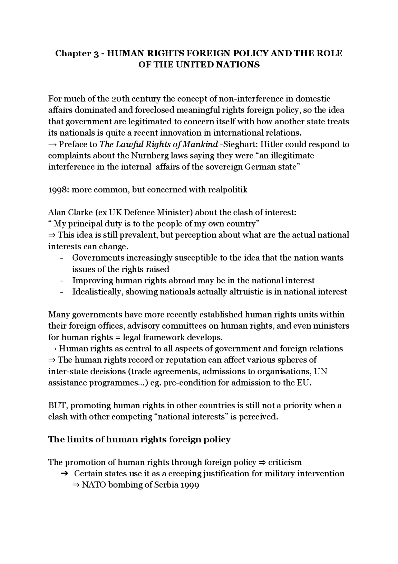 HUMAN RIGHTS FOREIGN POLICY AND THE ROLE OF THE UNITED NATIONS (Clapham ...