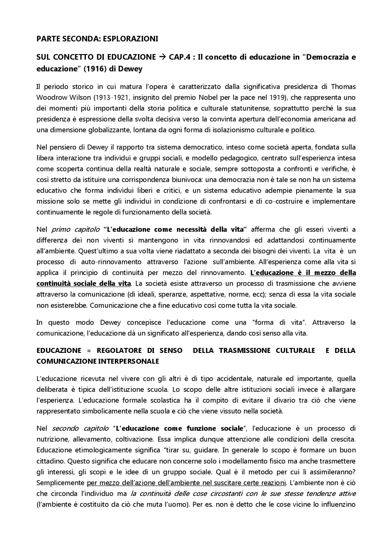 Democrazia E Educazione” 1916 Di Dewey Docsity