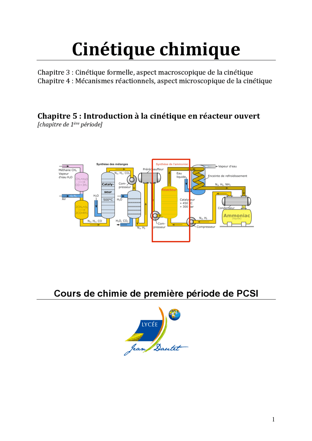 Introduction à La Cinétique En Réacteur Ouvert Docsity