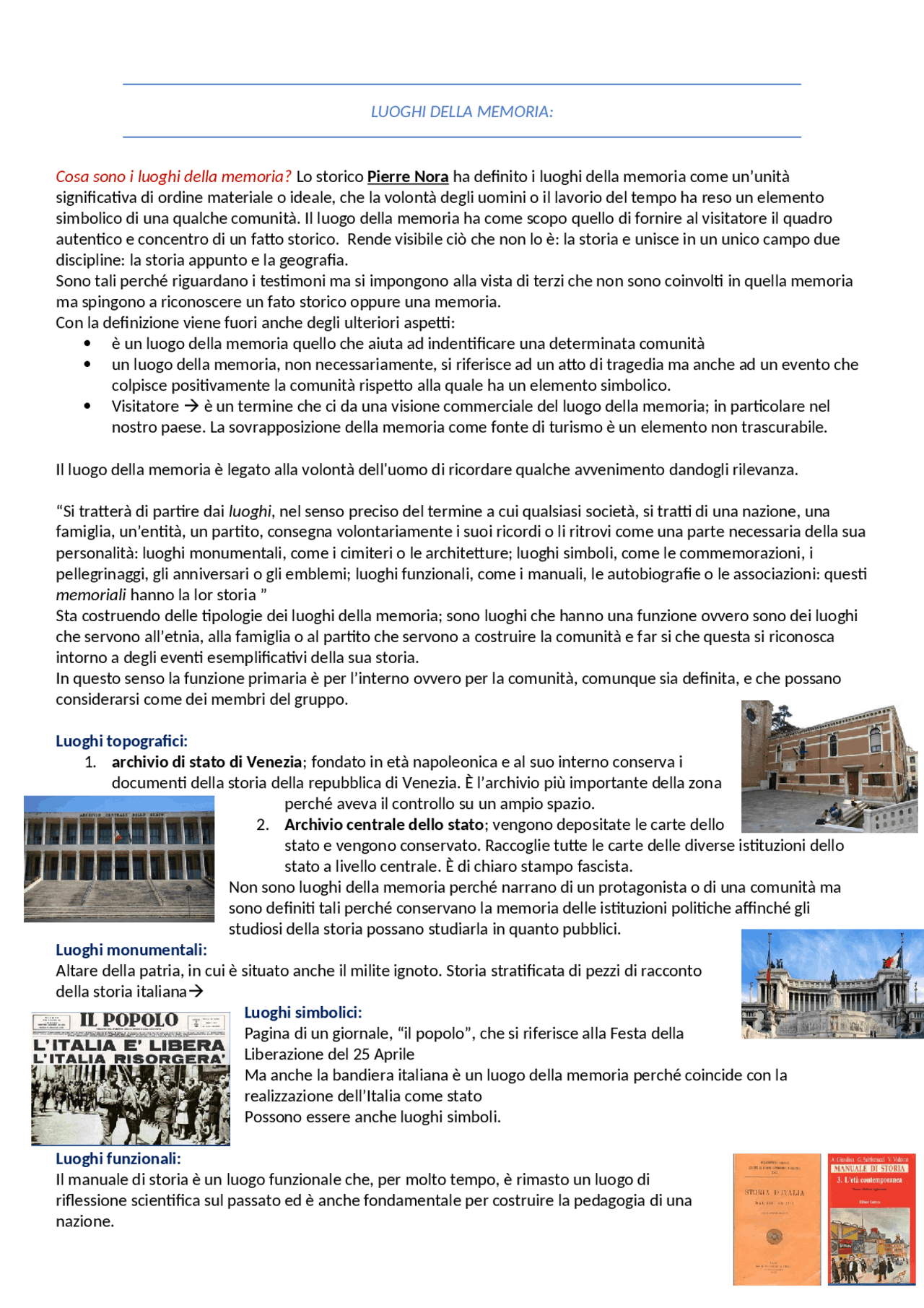Tematica Dei Luoghi Della Memoria Docsity