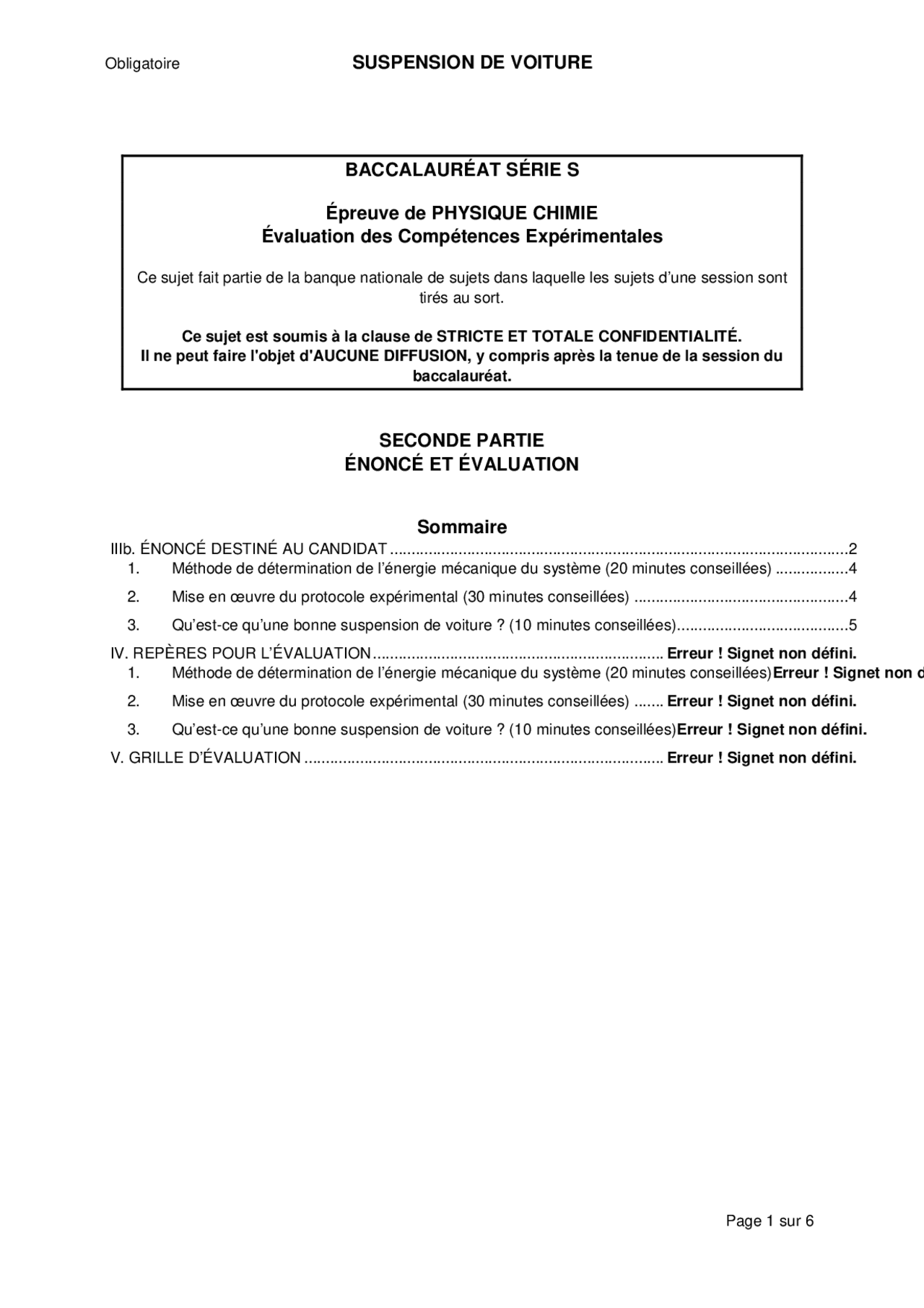 Épreuve De Physique Chimie Docsity