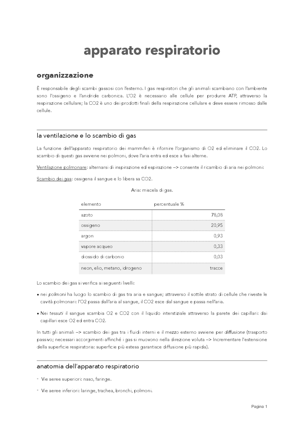 Apparato Respiratorio Docsity