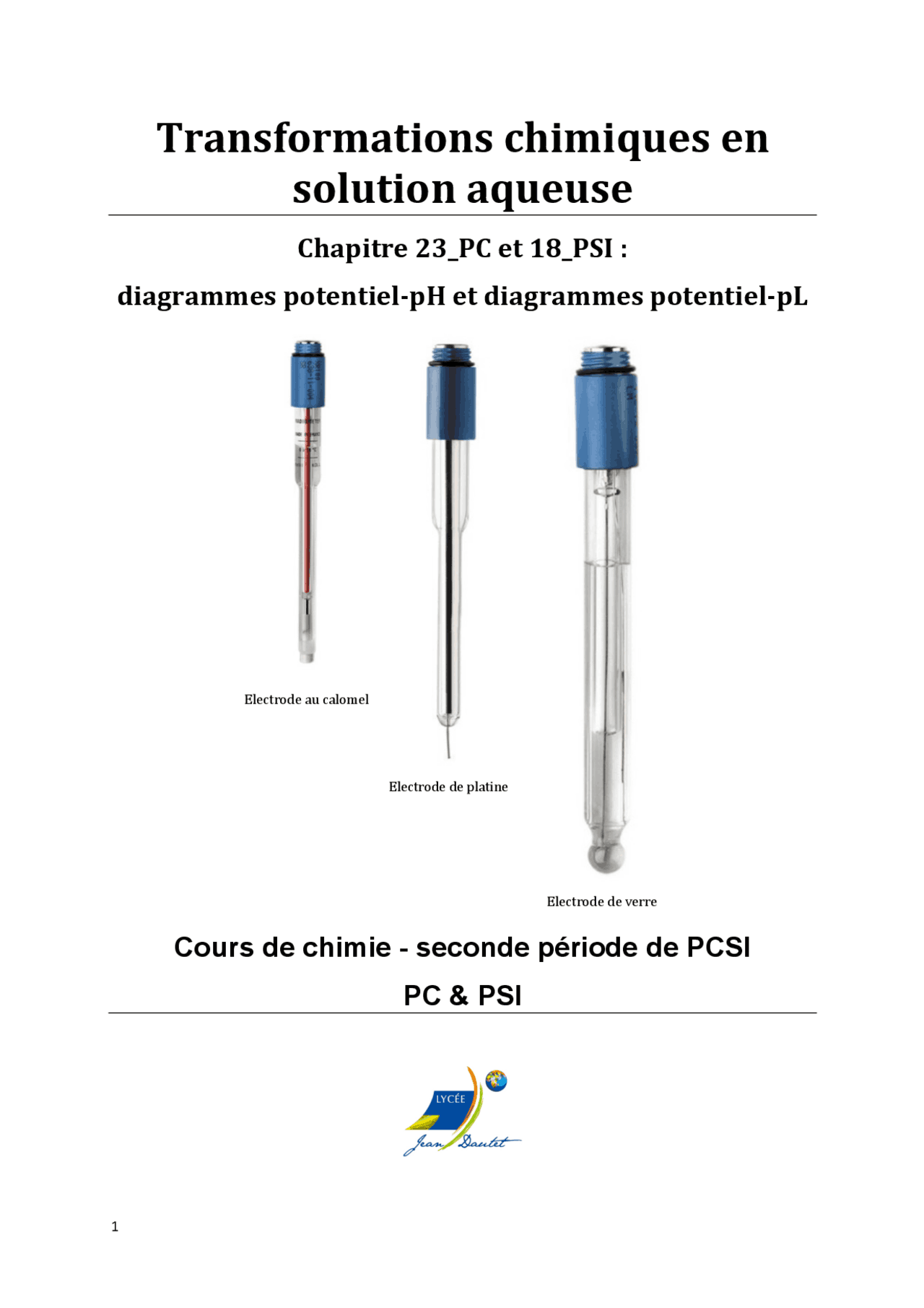 Transformations Chimiques En Solution Aqueuse Docsity