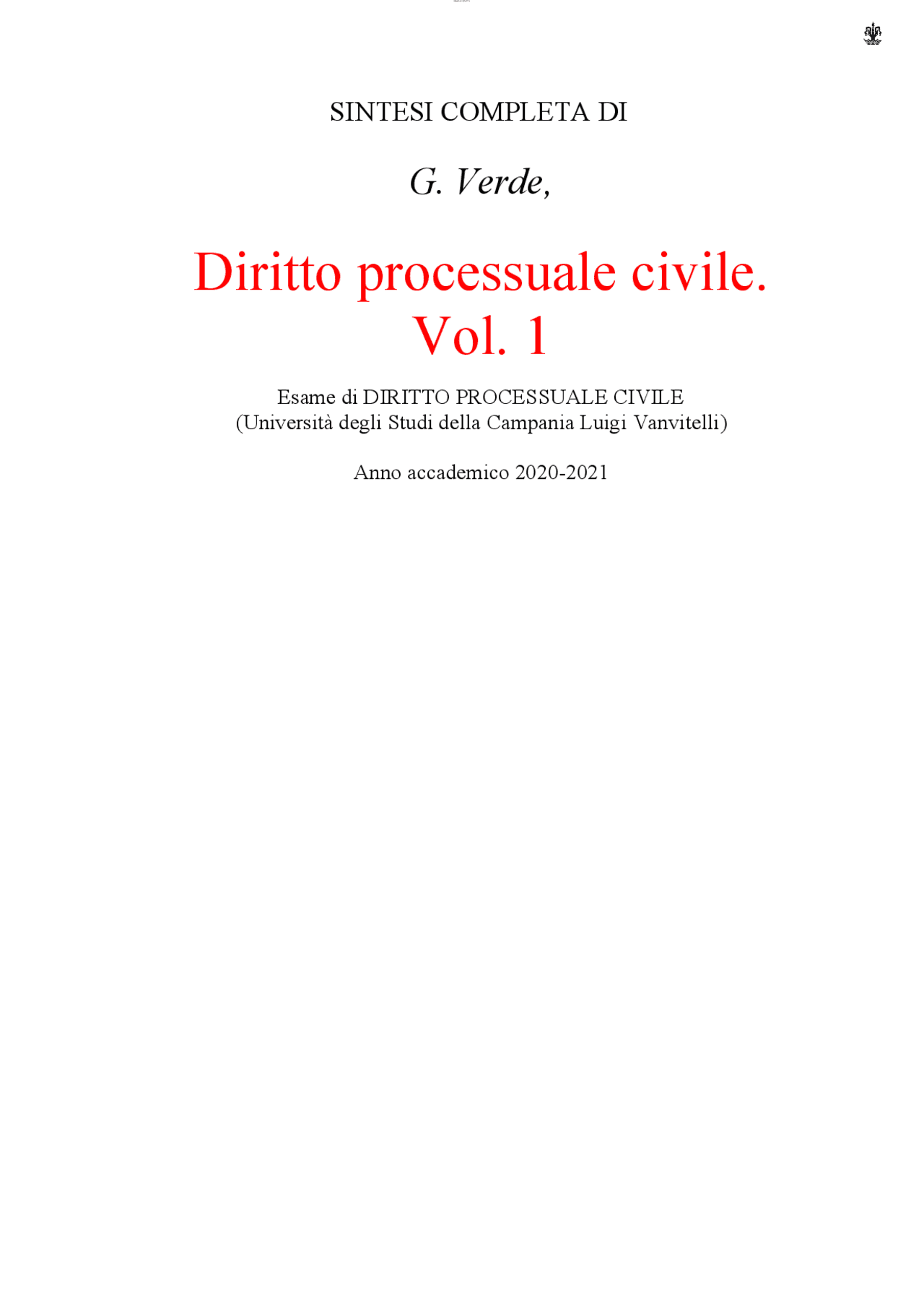 G Verde Diritto Processuale Civile Vol 1 Docsity