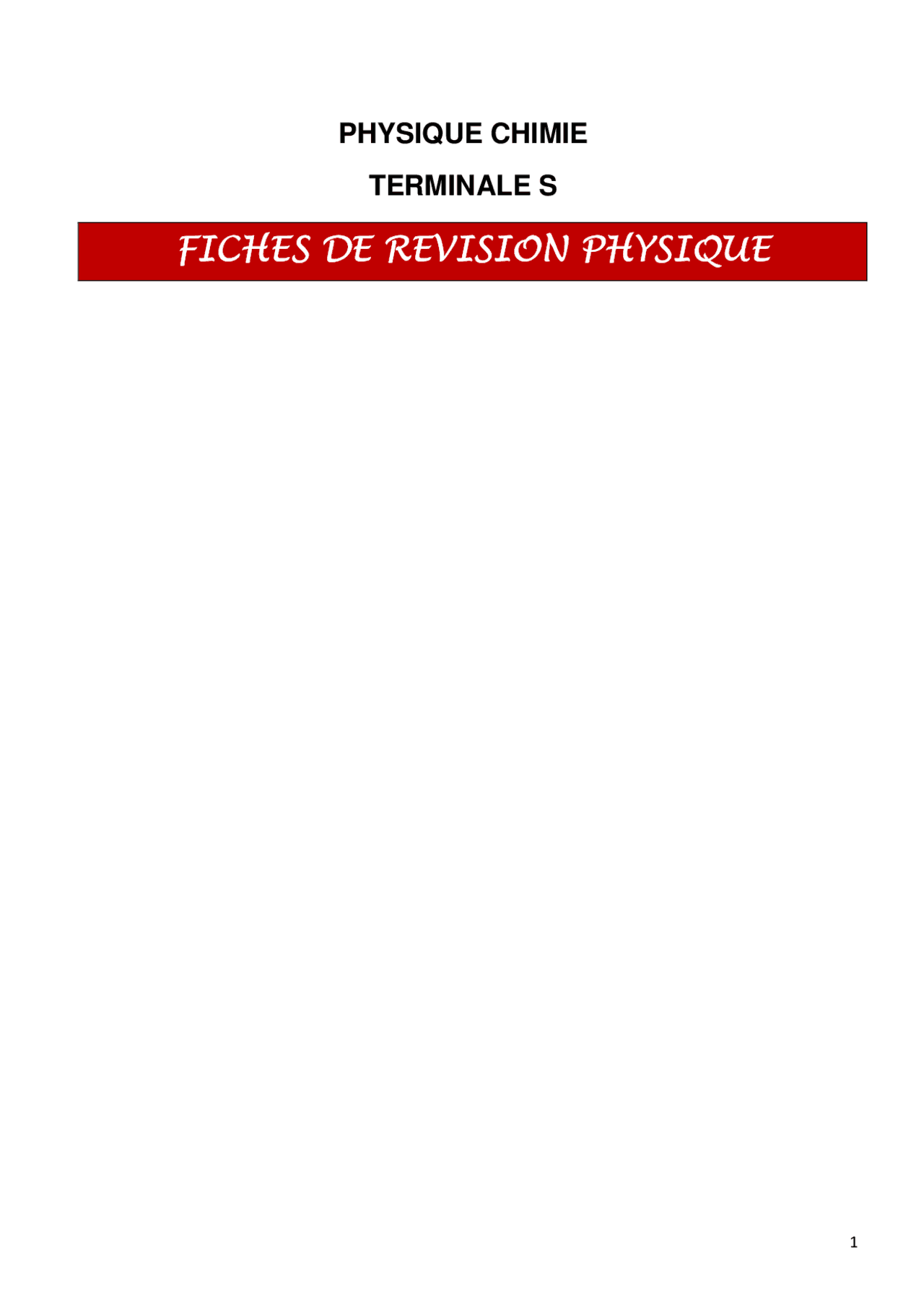 Fiches De Revision Physique Terminale S Lectures Physique Docsity
