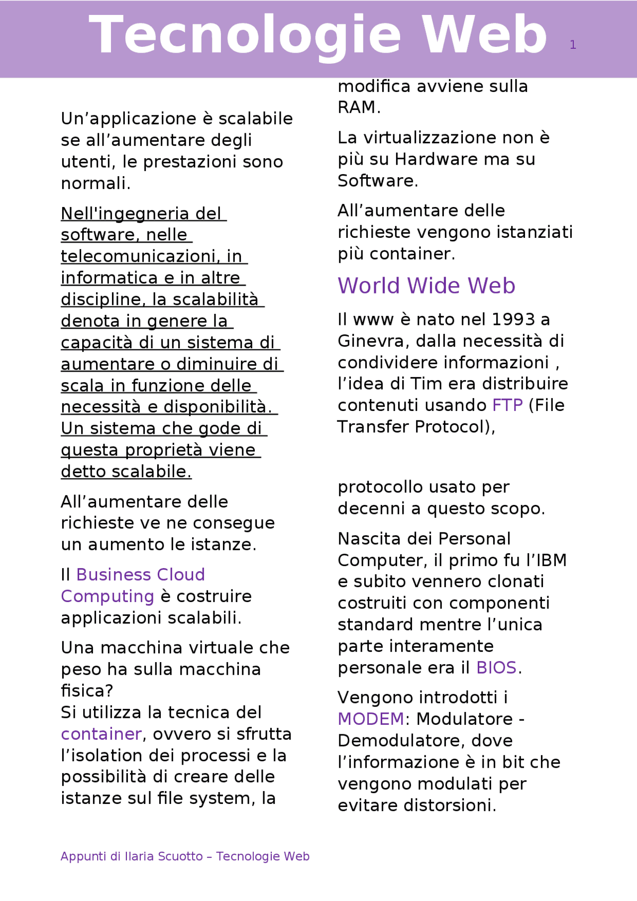 Appunti Tecnologie Web Docsity