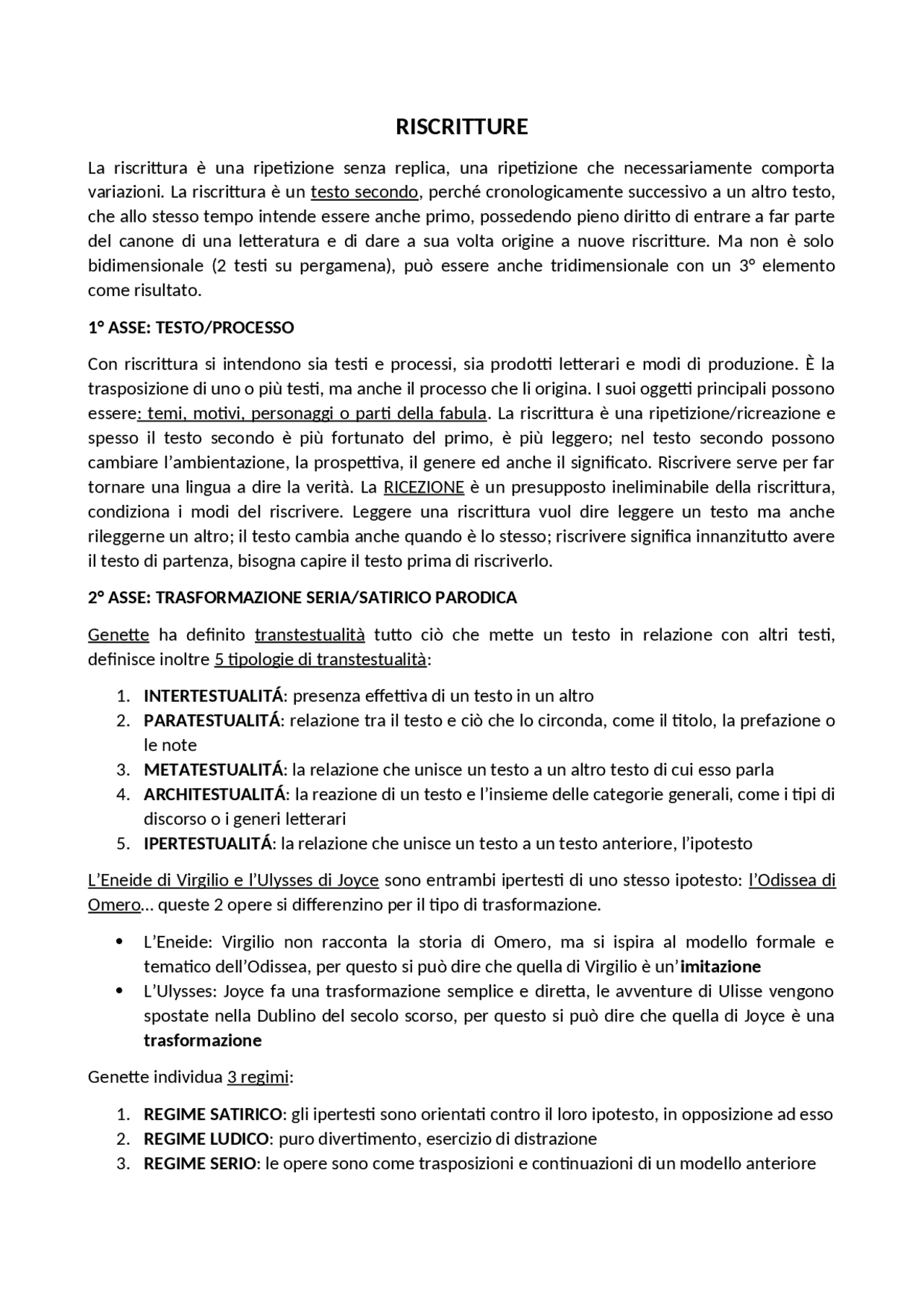 Riscritture Capitolo 5 Di Letterature Comparate Docsity