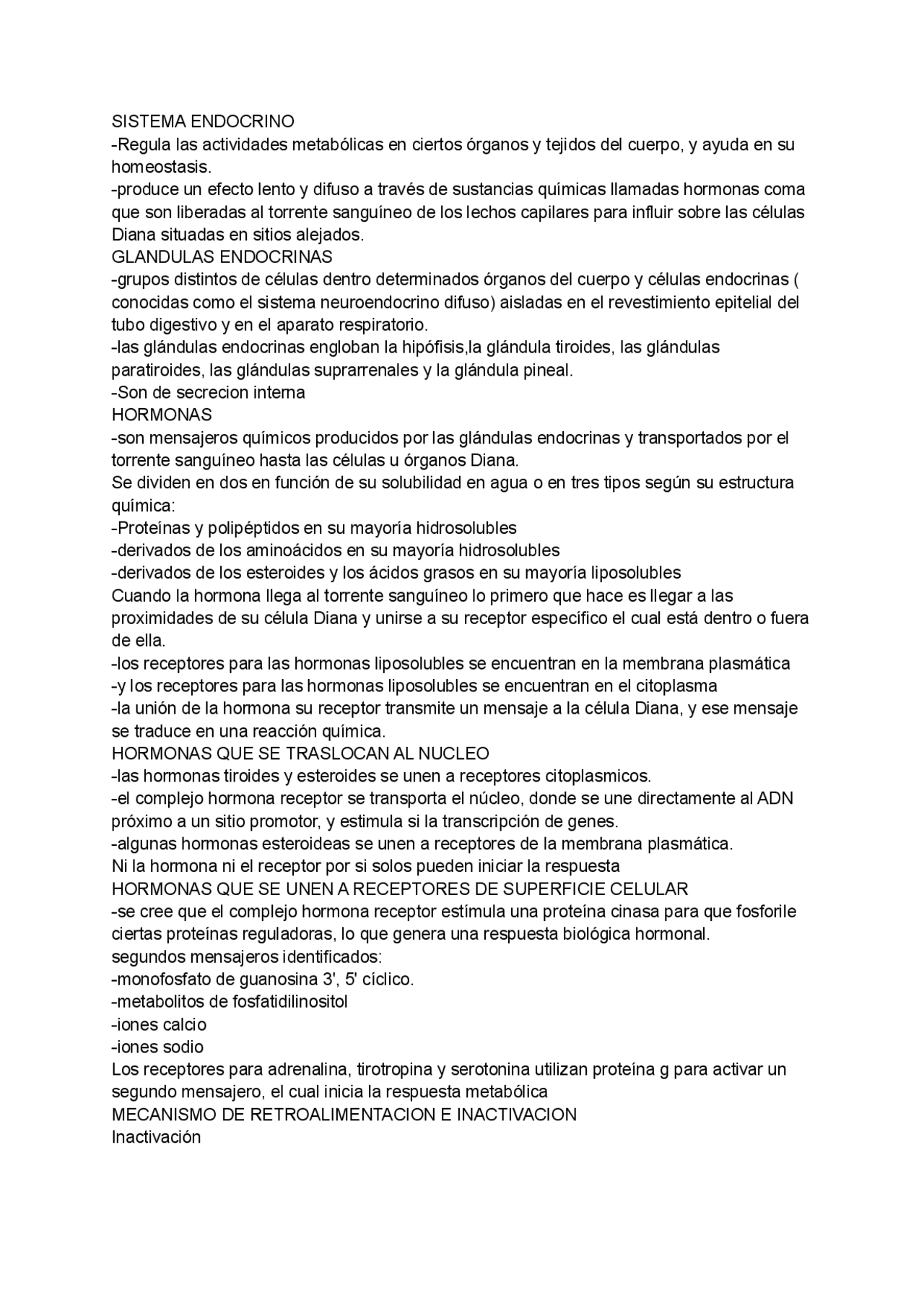 Apuntes Sistema Endocrino Docsity
