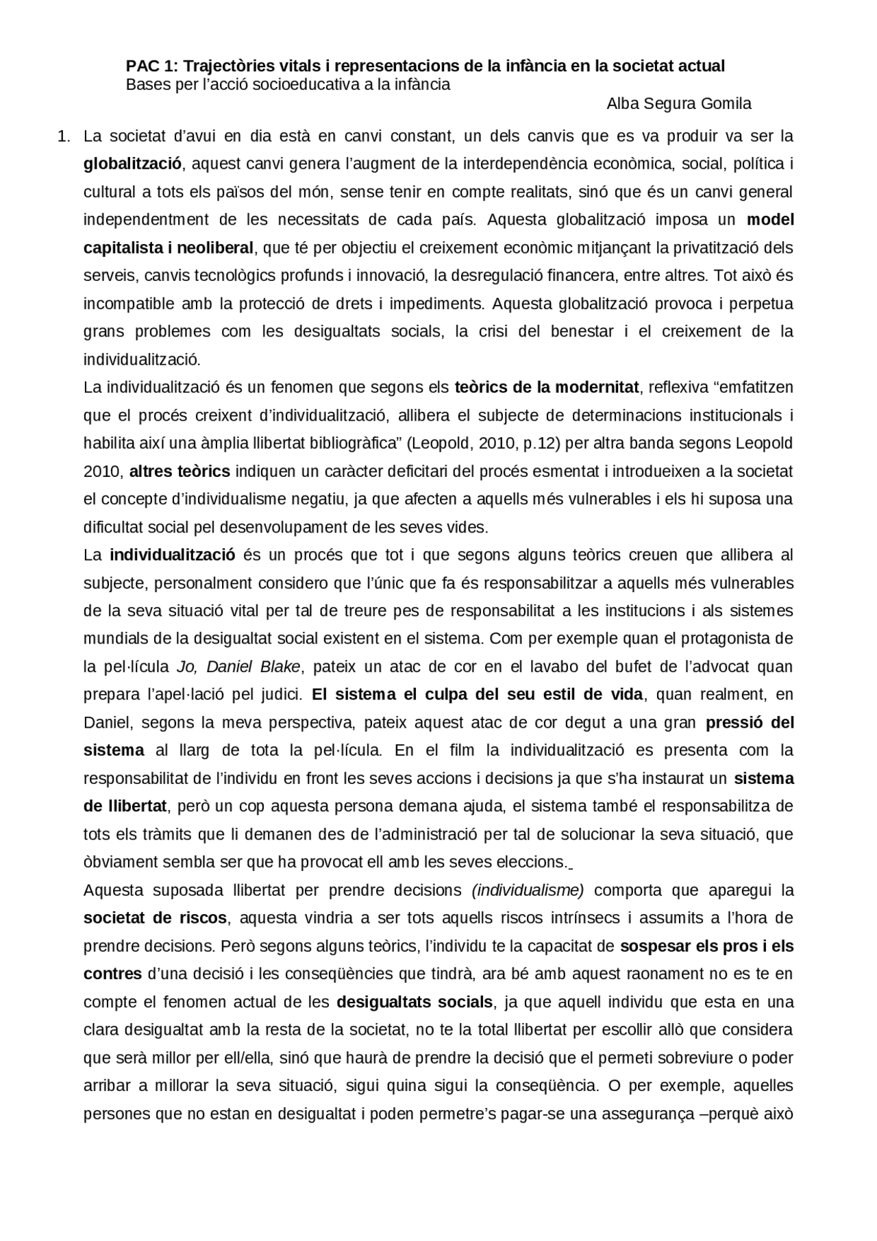 Pac 1 Bases Per Lacció Socioeducativa A Linfancia Ejercicios De