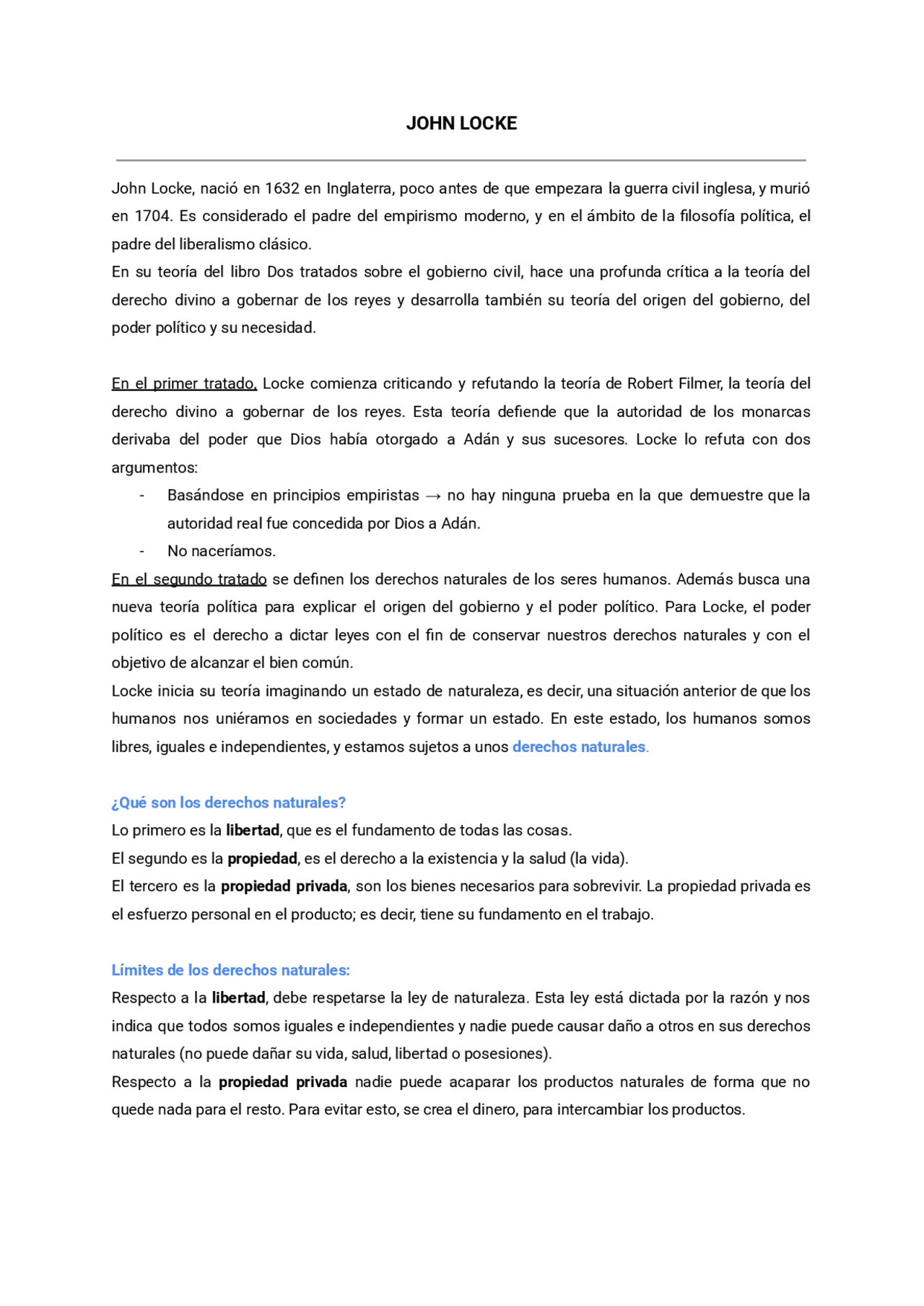 John Locke Filosofía Docsity