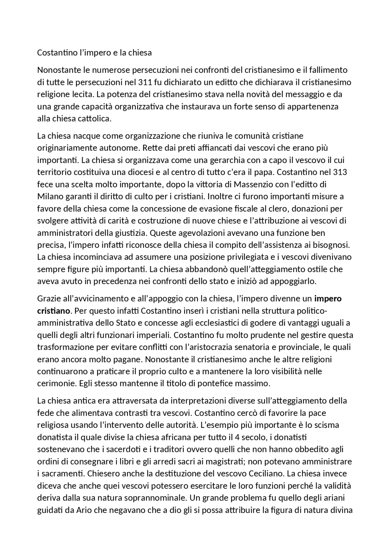 Costantino La Chiesa E Limpero Docsity
