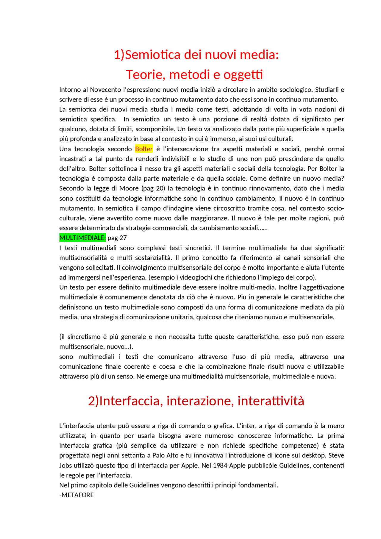Riassunto Semiotica Dei Nuovi Media Docsity