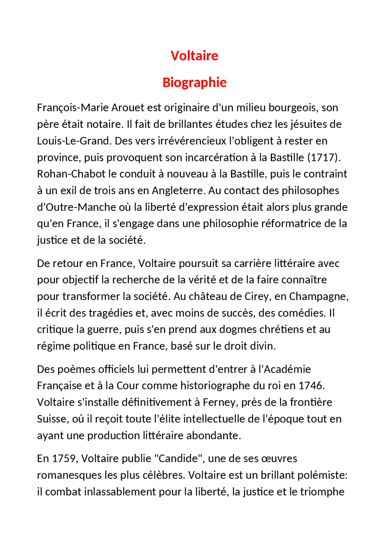 Riassunto Su Voltaire Docsity