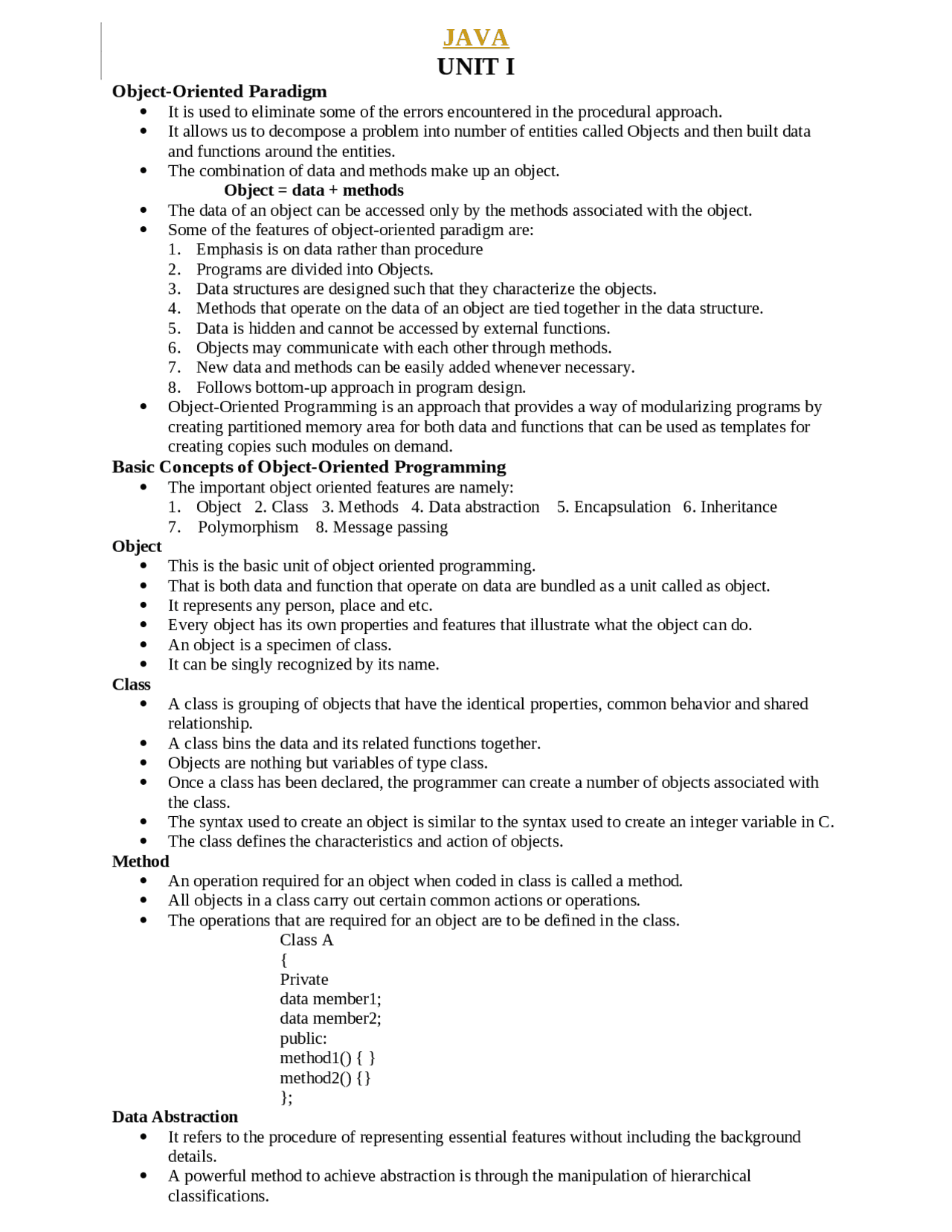 Study notes for BCA second year student - Docsity