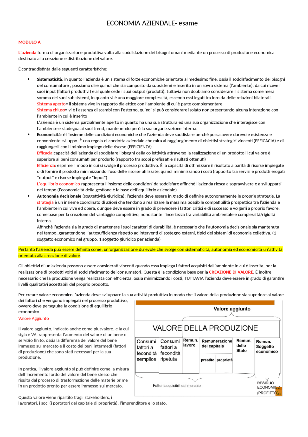Riassunti Modulo A E B Di Economia Aziendale Docsity