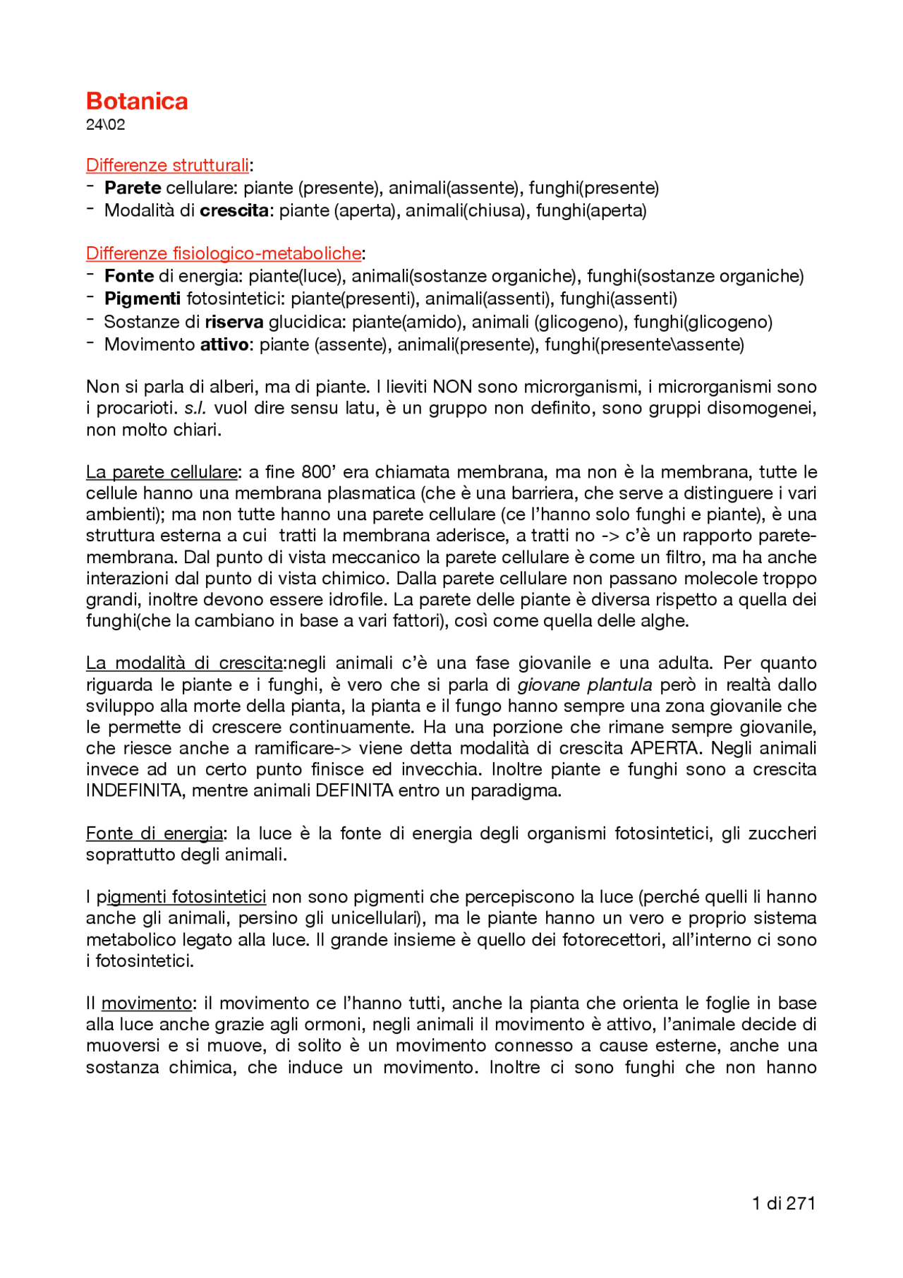 Parte 1 Appunti Botanica Prof Mariotti Docsity