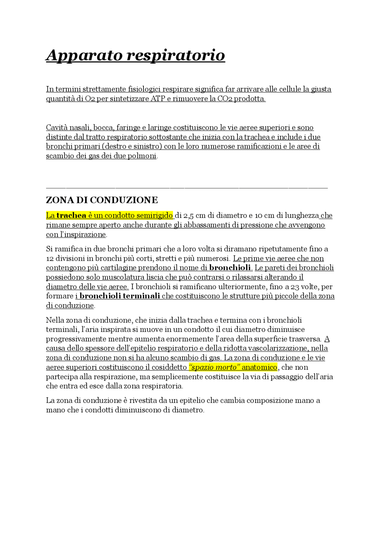 Apparato Respiratorio Docsity