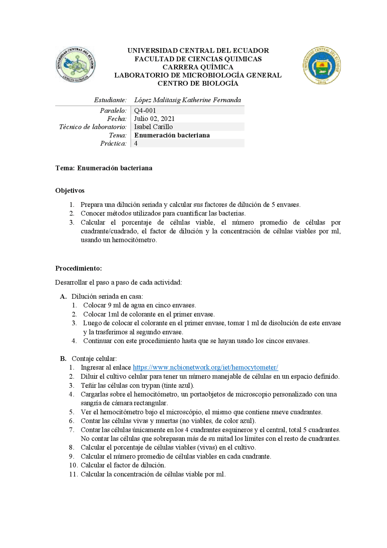 Enumeración Bacteriana Monografías Ensayos De Microbiología Docsity