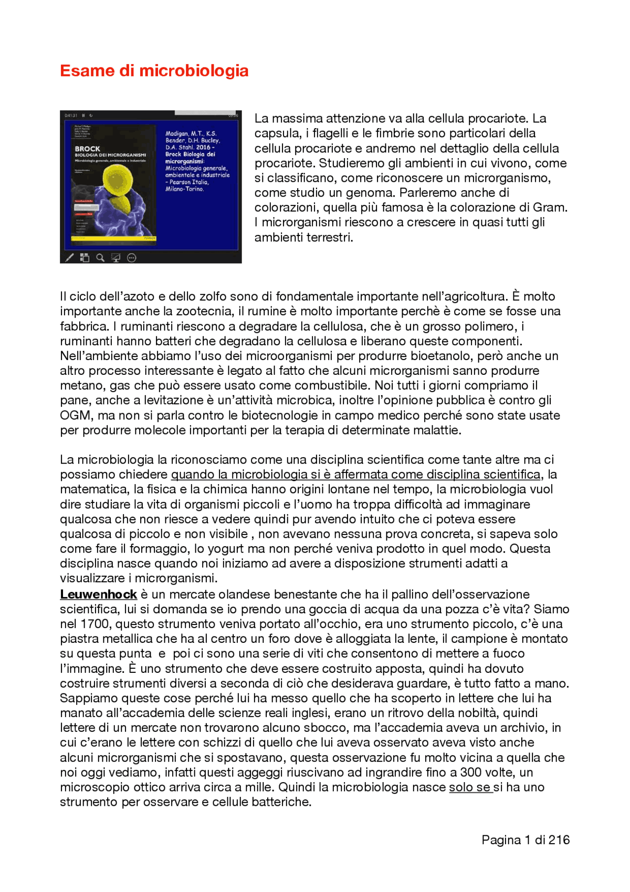 Parte 1 Appunti Microbiologia Prof Mastromei Docsity
