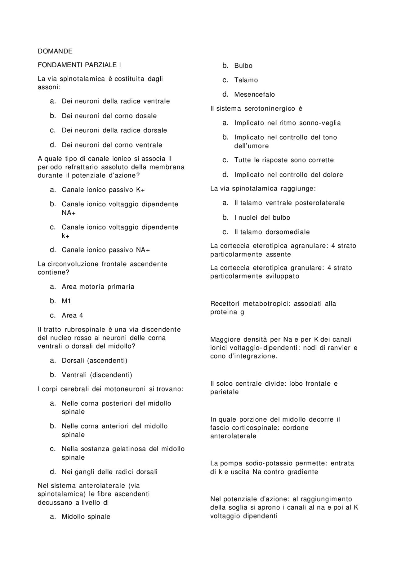 Domande Chiuse Di Fondamenti Prove Desame Di Fondamenti Anatomo
