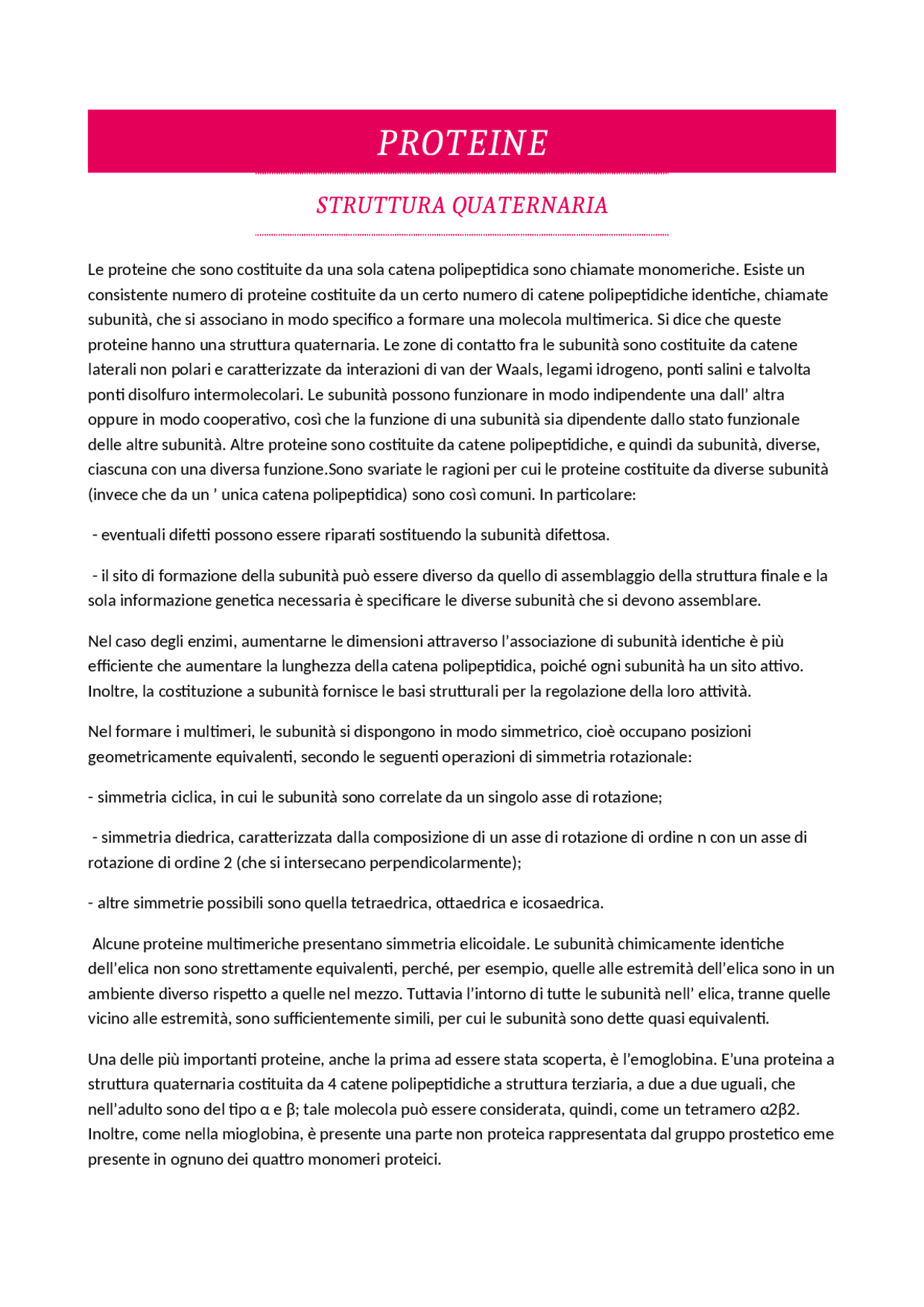 Approfondimento Sulle Proteine Docsity