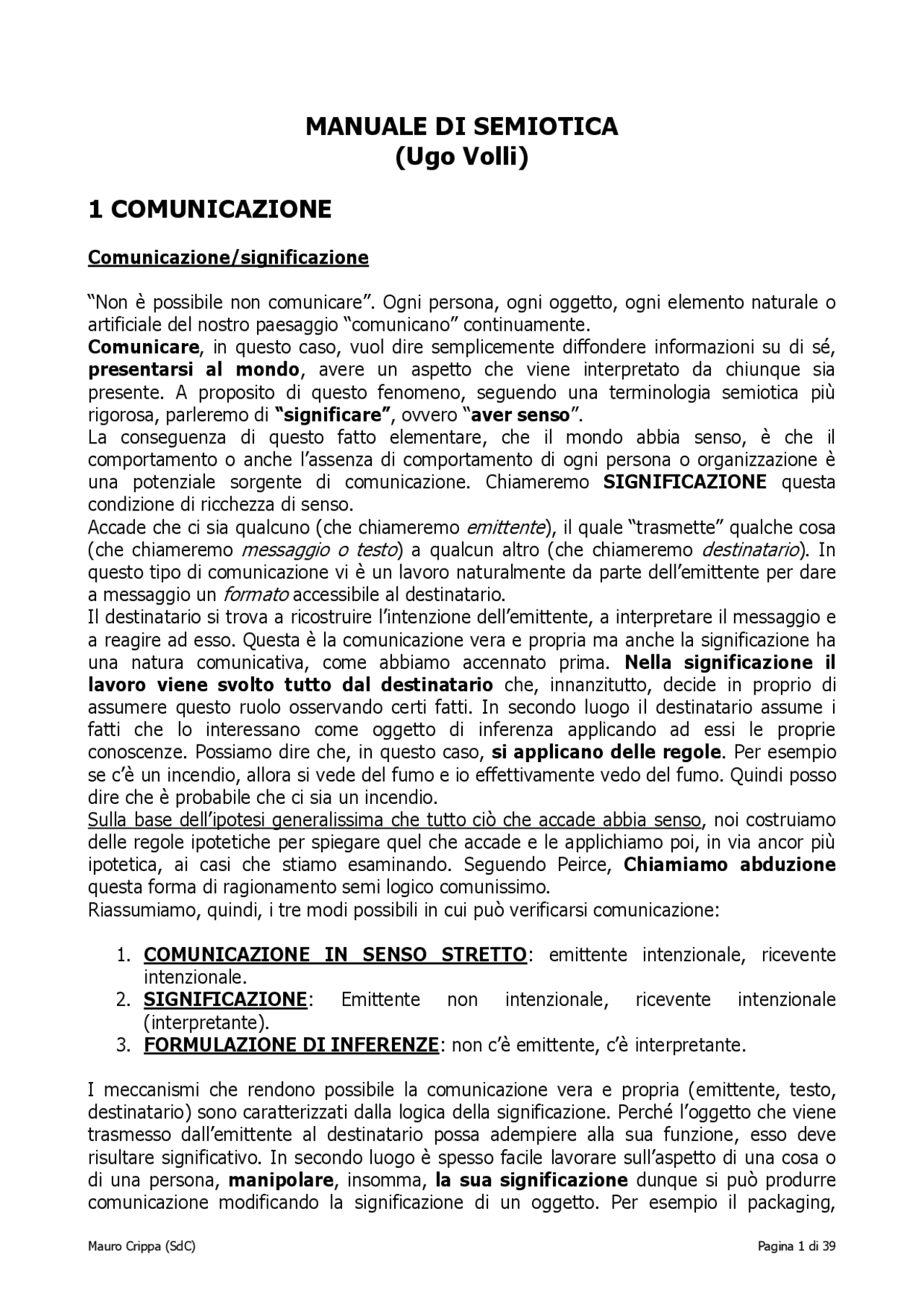 Manuale Di Semiotica Ugo Volli Docsity