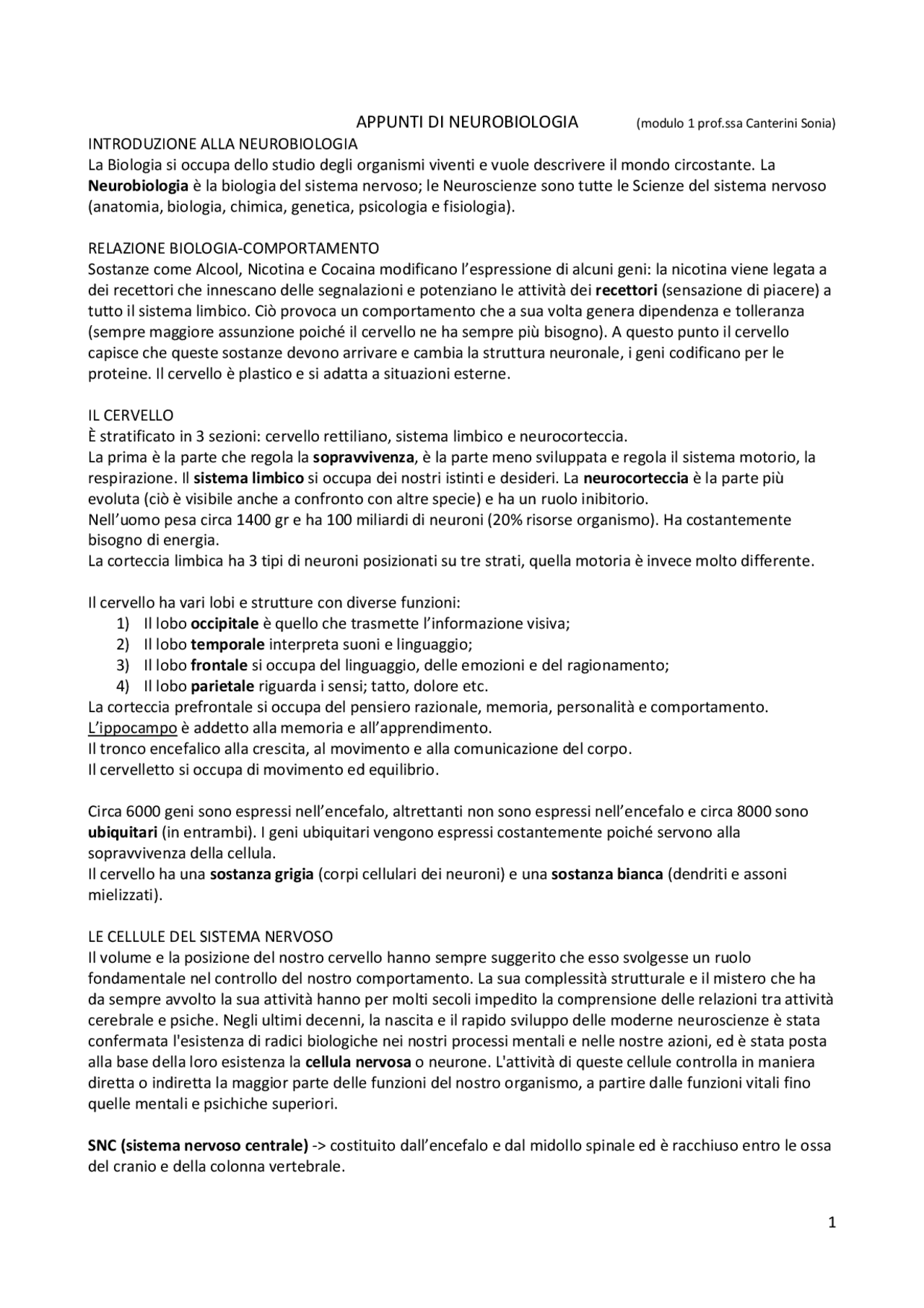 Biologia Primo Modulo Docsity