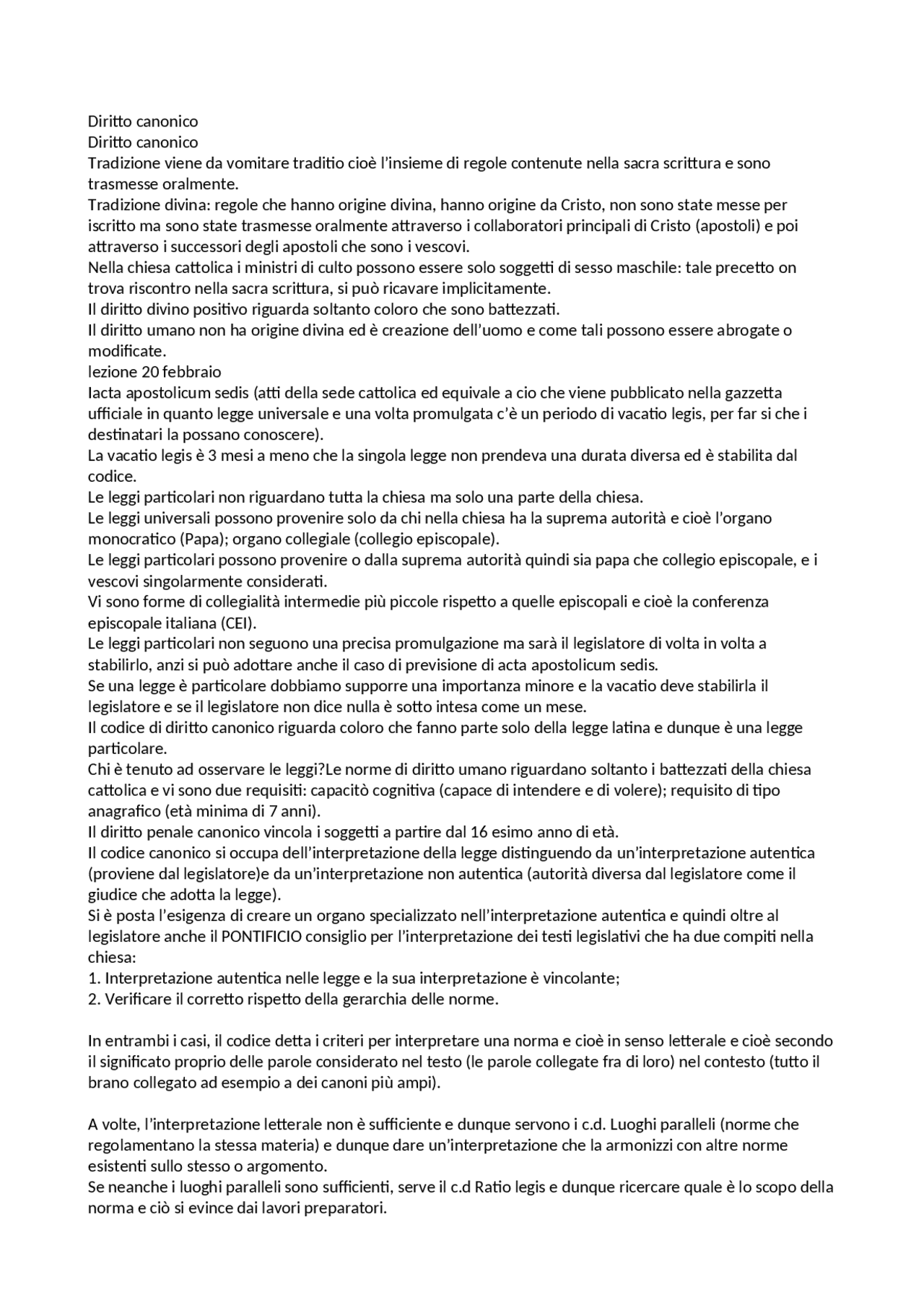 Appunti Di Diritto Canonico Docsity