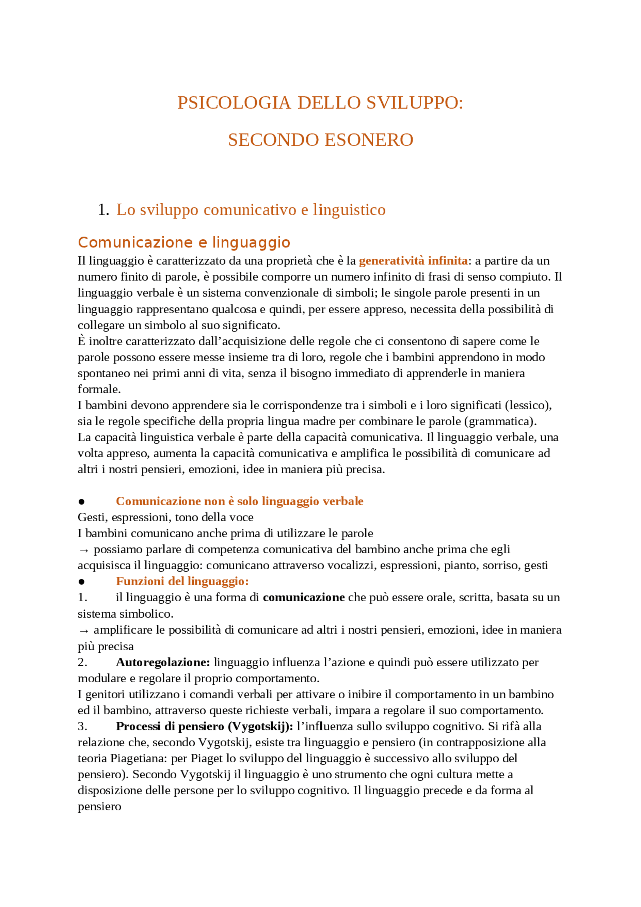 Appunti Per Seconda Parte Esonero Docsity