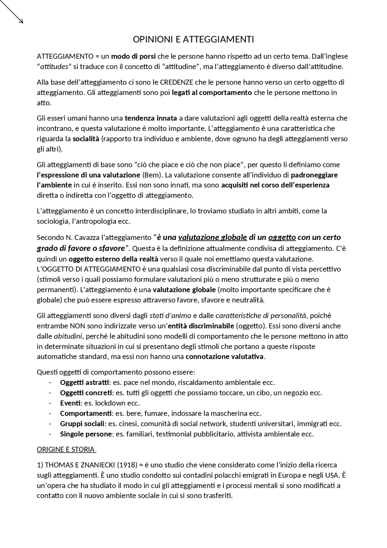 Appunti Esame Di Opinioni E Atteggiamenti Docsity