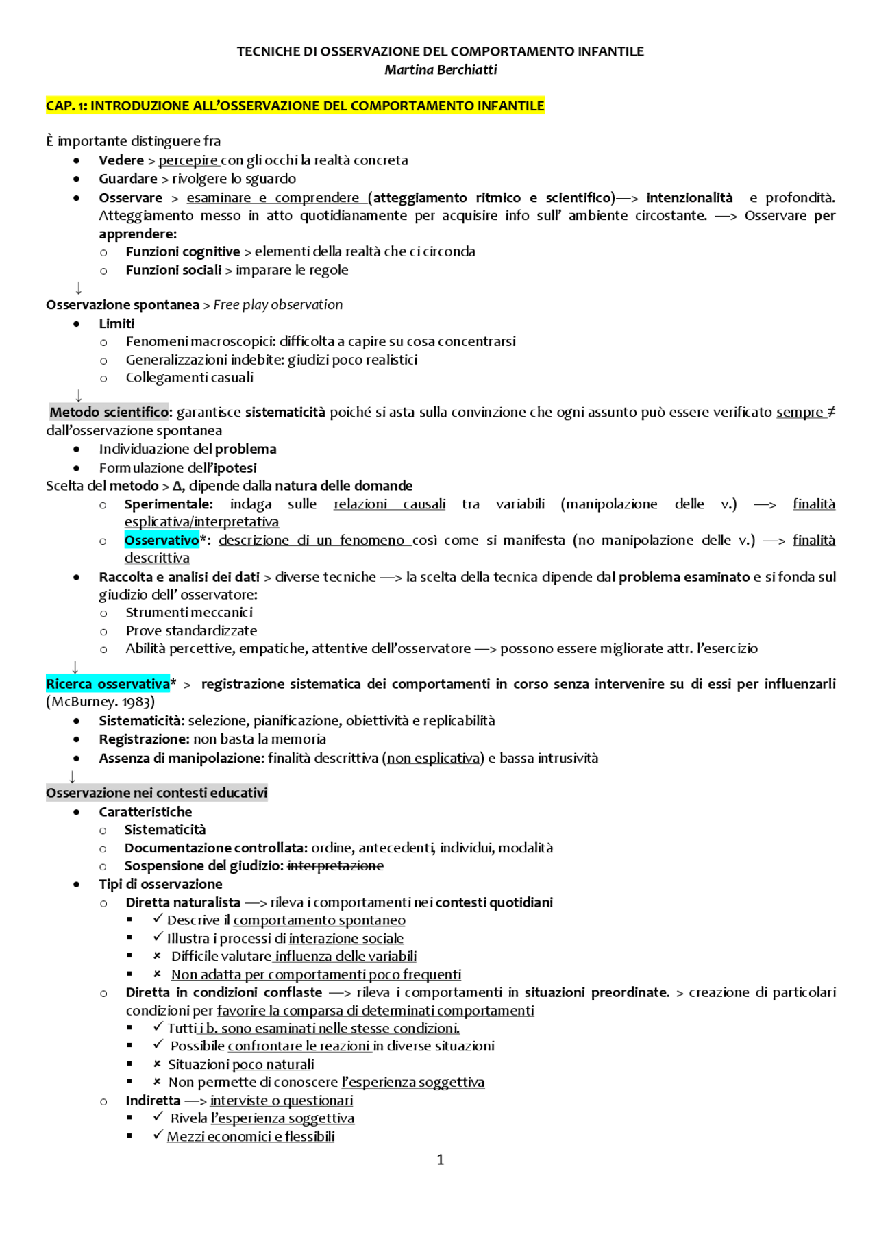 Tecniche Di Osservazione Del Comportamento Infantile Appunti Di