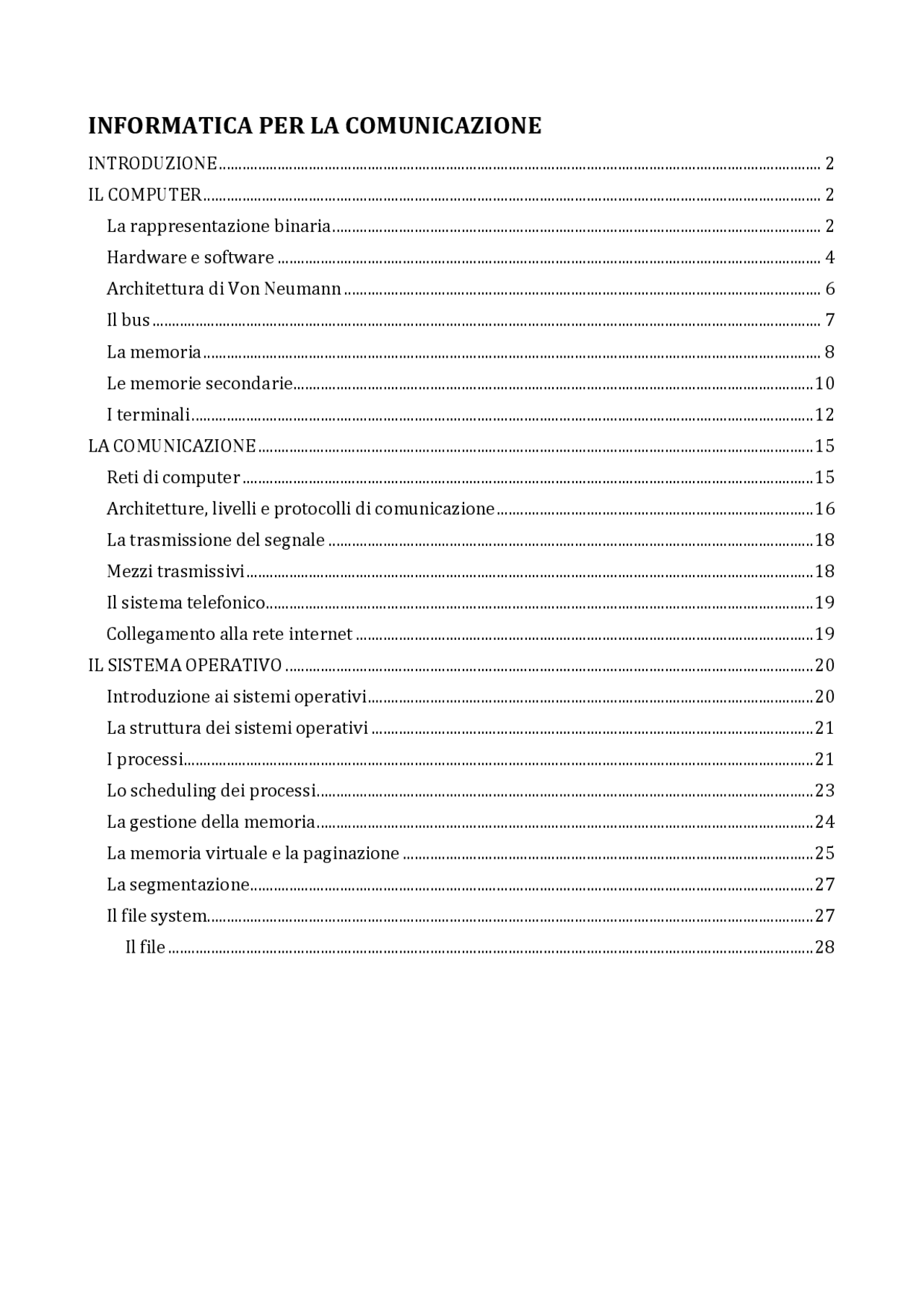 Appunti Fondamenti Di Informatica Per La Comunicazione Prof G Sarnè