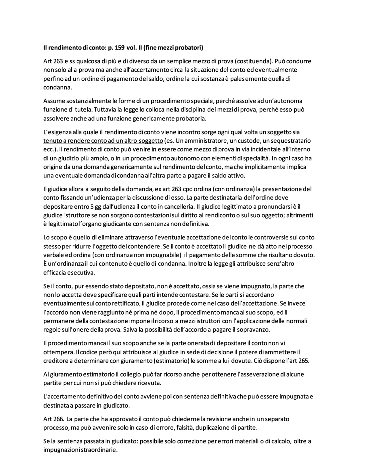 Il Rendimento Dei Conti Docsity