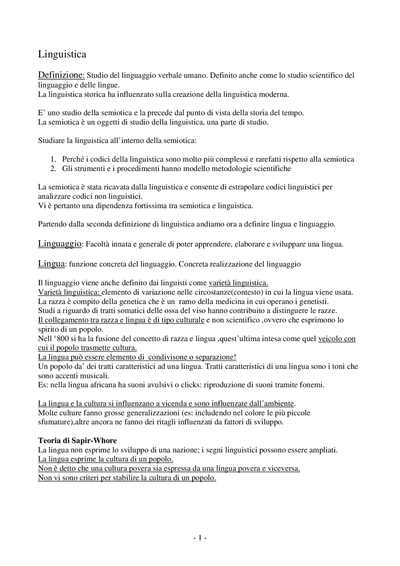 Appunti Di Linguistica Docsity