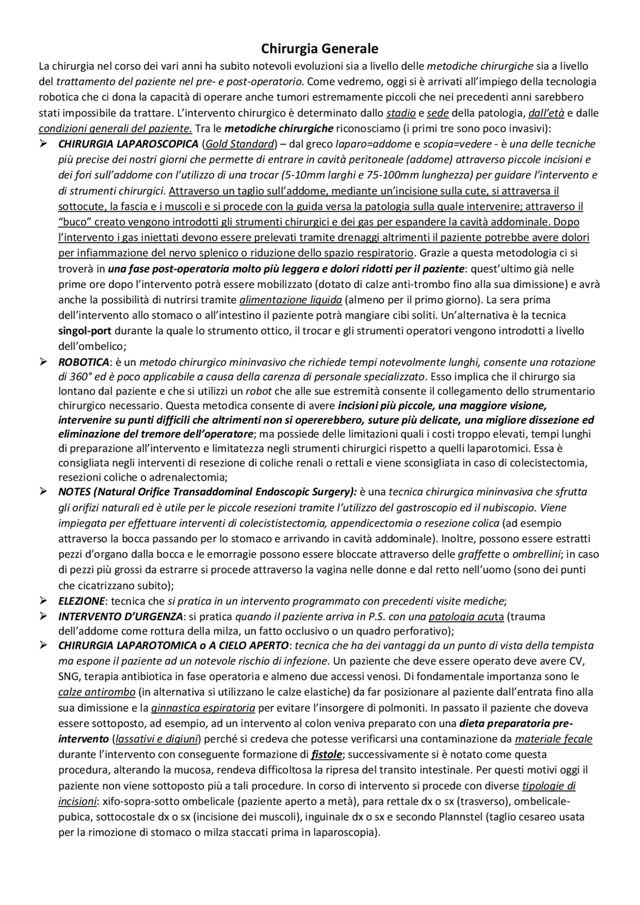Chirurgia Generale Riassunto Completo Docsity