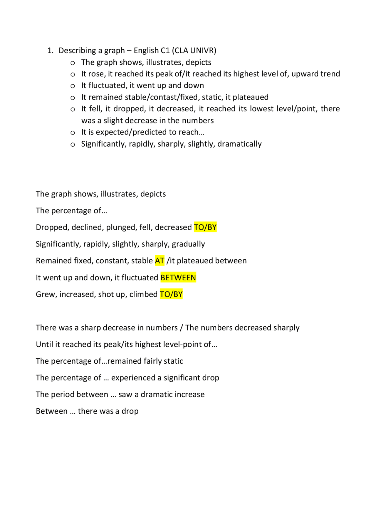 Schema Di Ripasso C1 Inglese Cla Univr Sintesi Del Corso Di Lingua