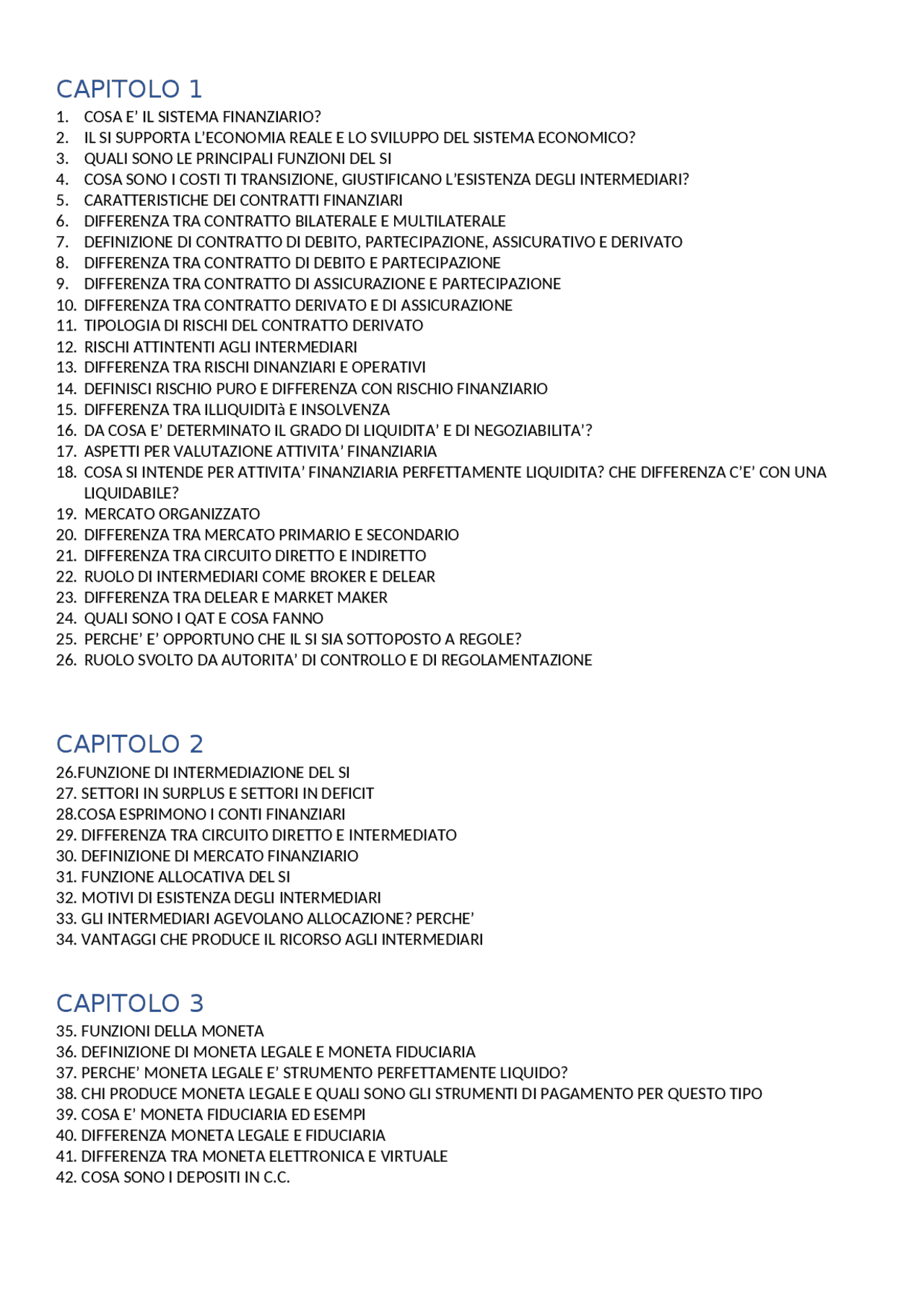 Domande aperte relative al primo parziale dell'esame di EIF - Docsity