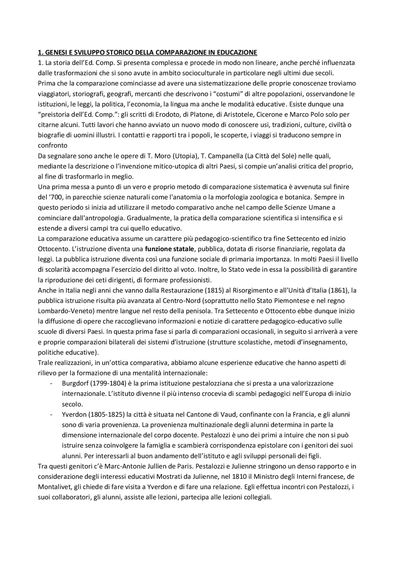 Educazione Comparata Appunti Di Storia Delleducazione Docsity