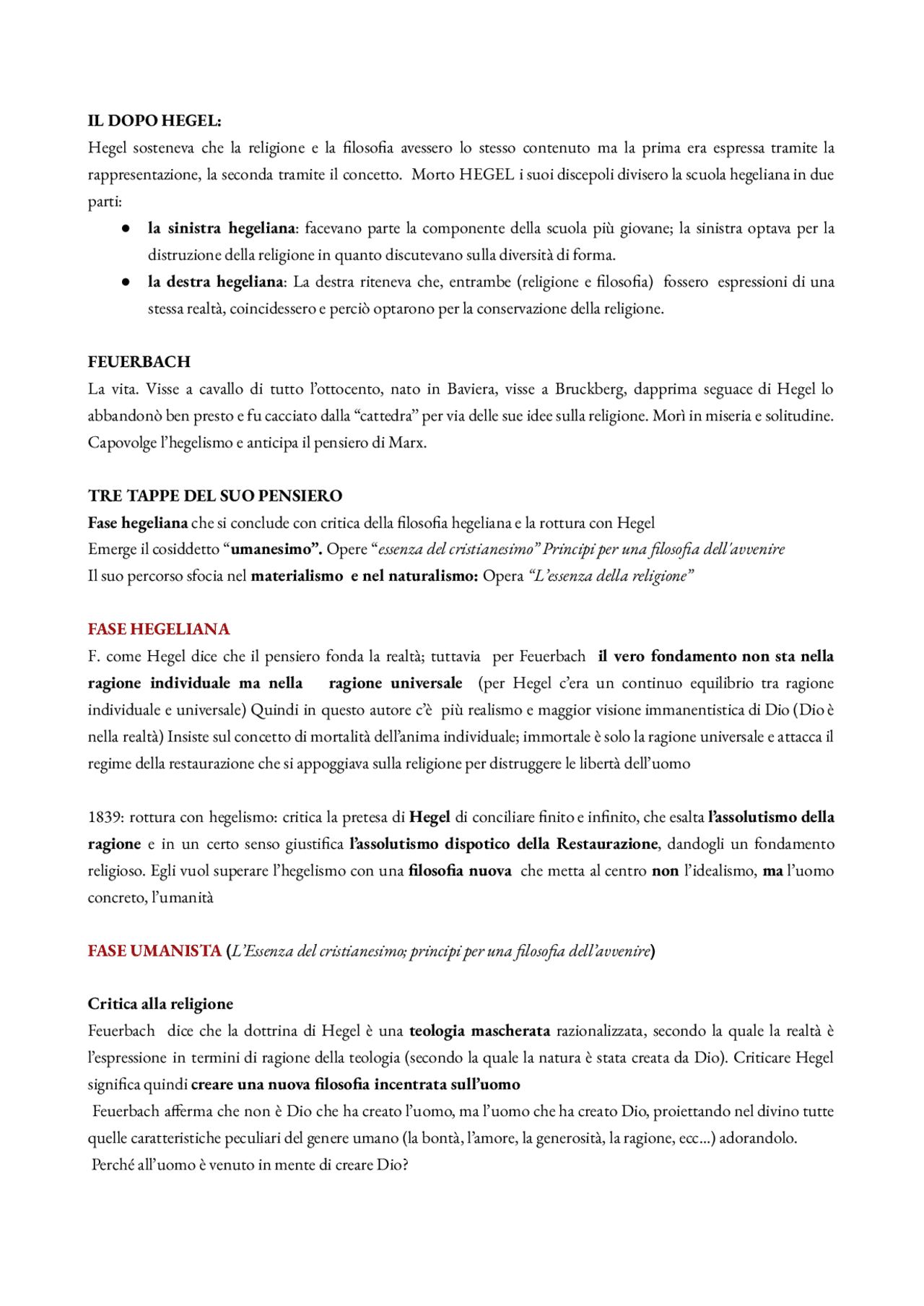 Schopenauer E Le Filosofie Post Hegeliane Docsity