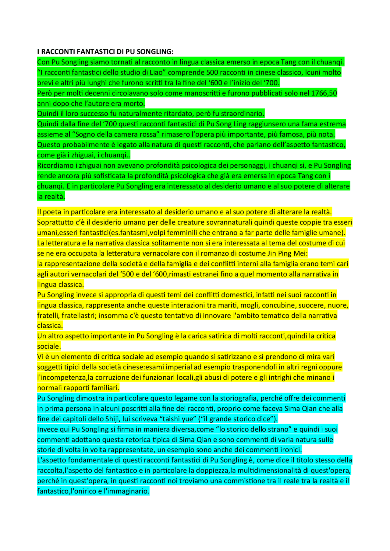 Letteratura Cinese Appunti Docsity