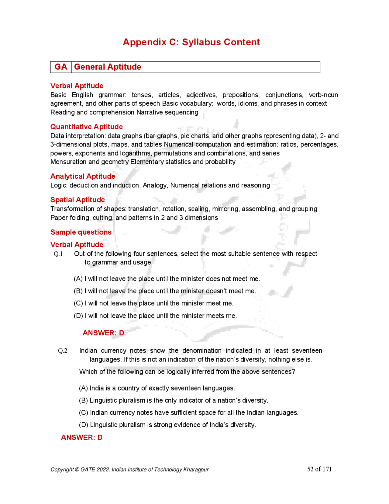 General Aptitude Exercises and Solutions - Docsity