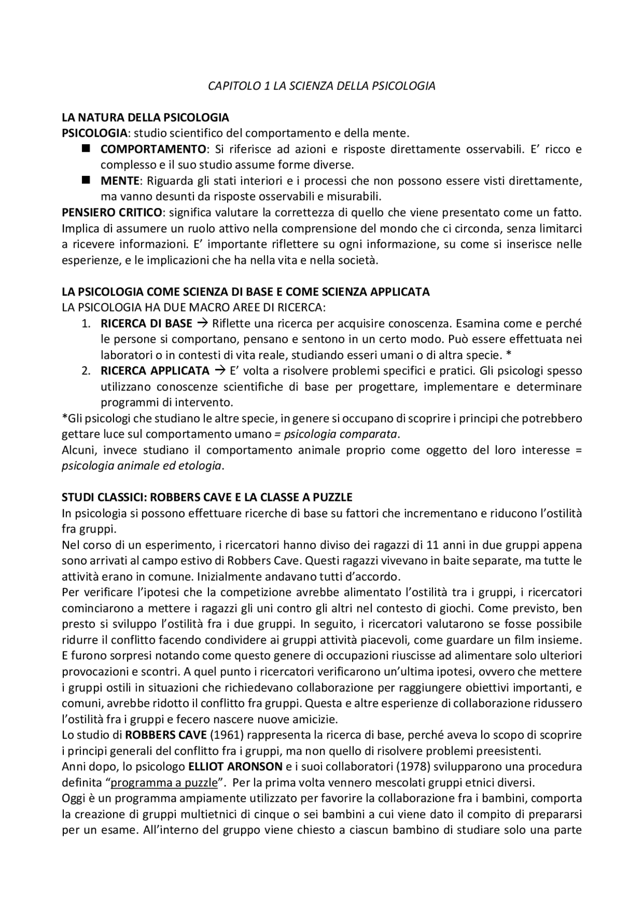 Riassunto Del Manuale Di Psicologia Generale Docsity
