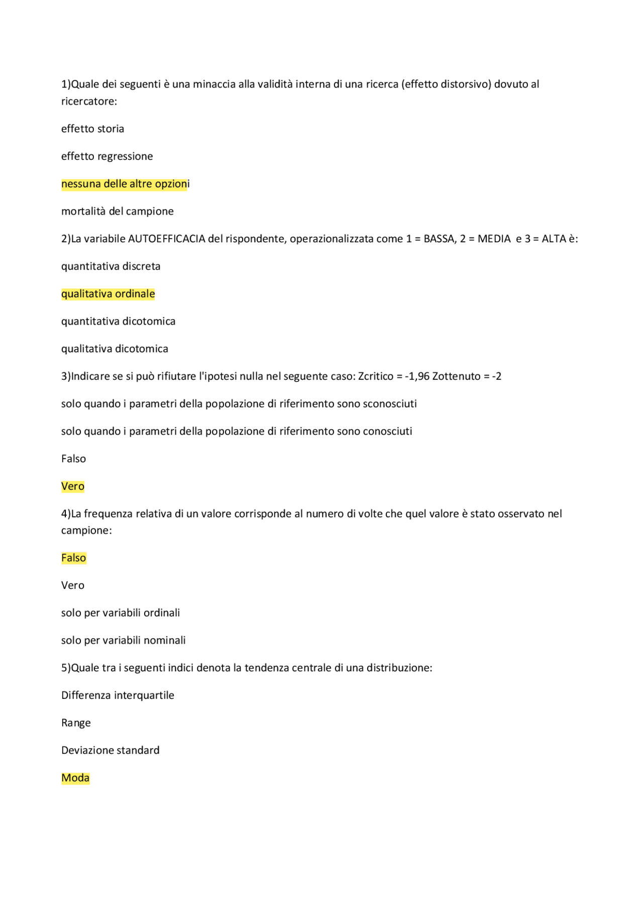 Test Di Psicometria Con Domande E Risposte Prove Desame Di