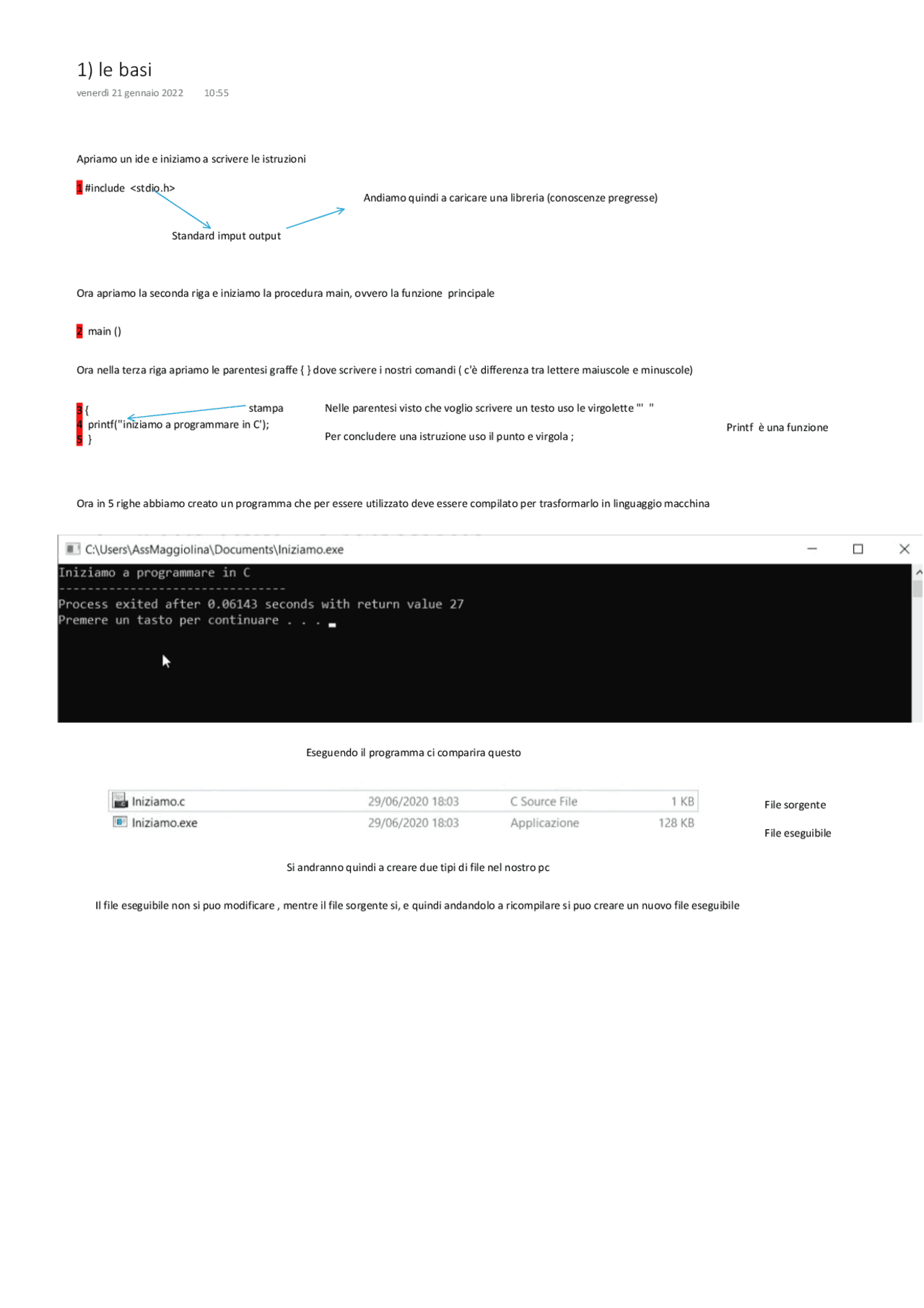 1. Programmare in C (le basi) - Docsity