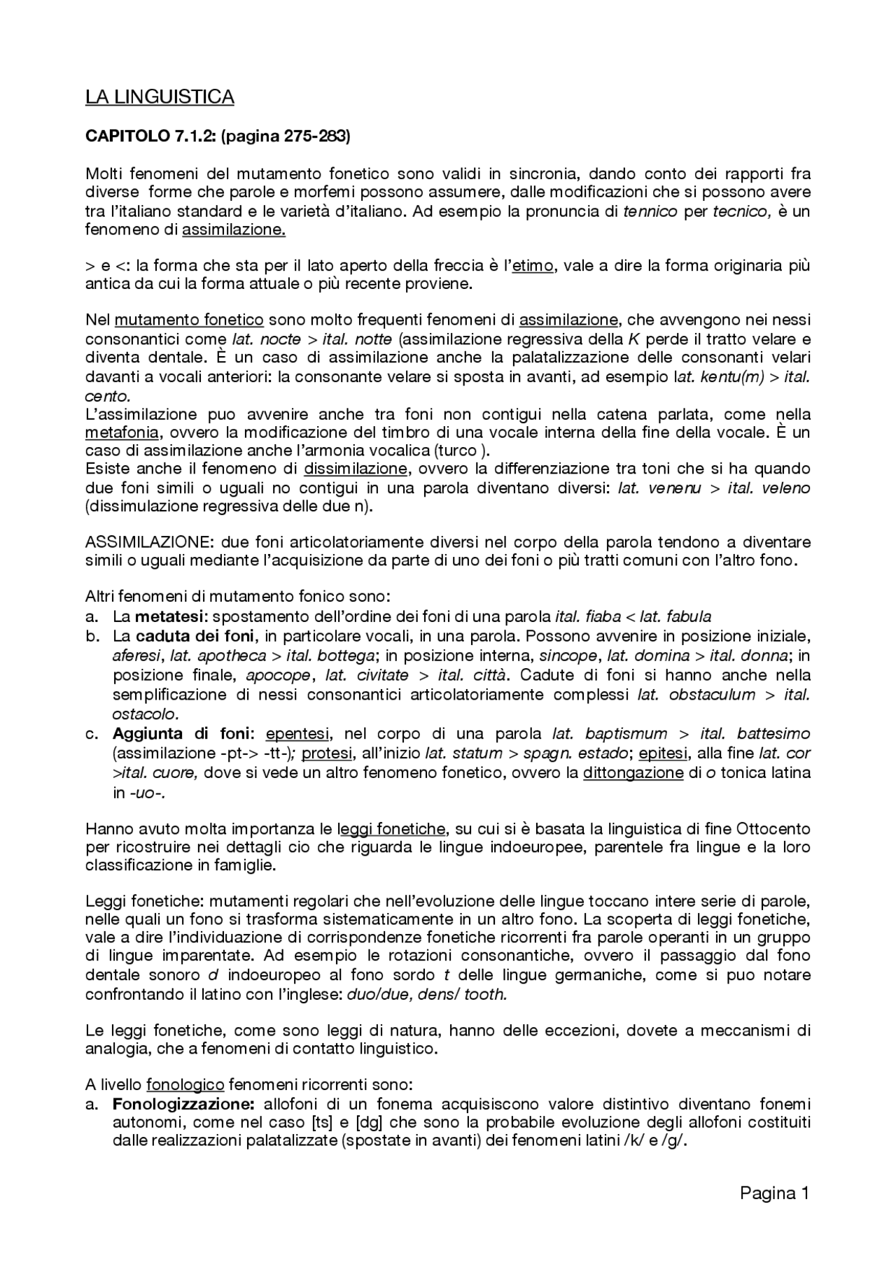 Appunti Libro Linguistica E Glottologia Docsity