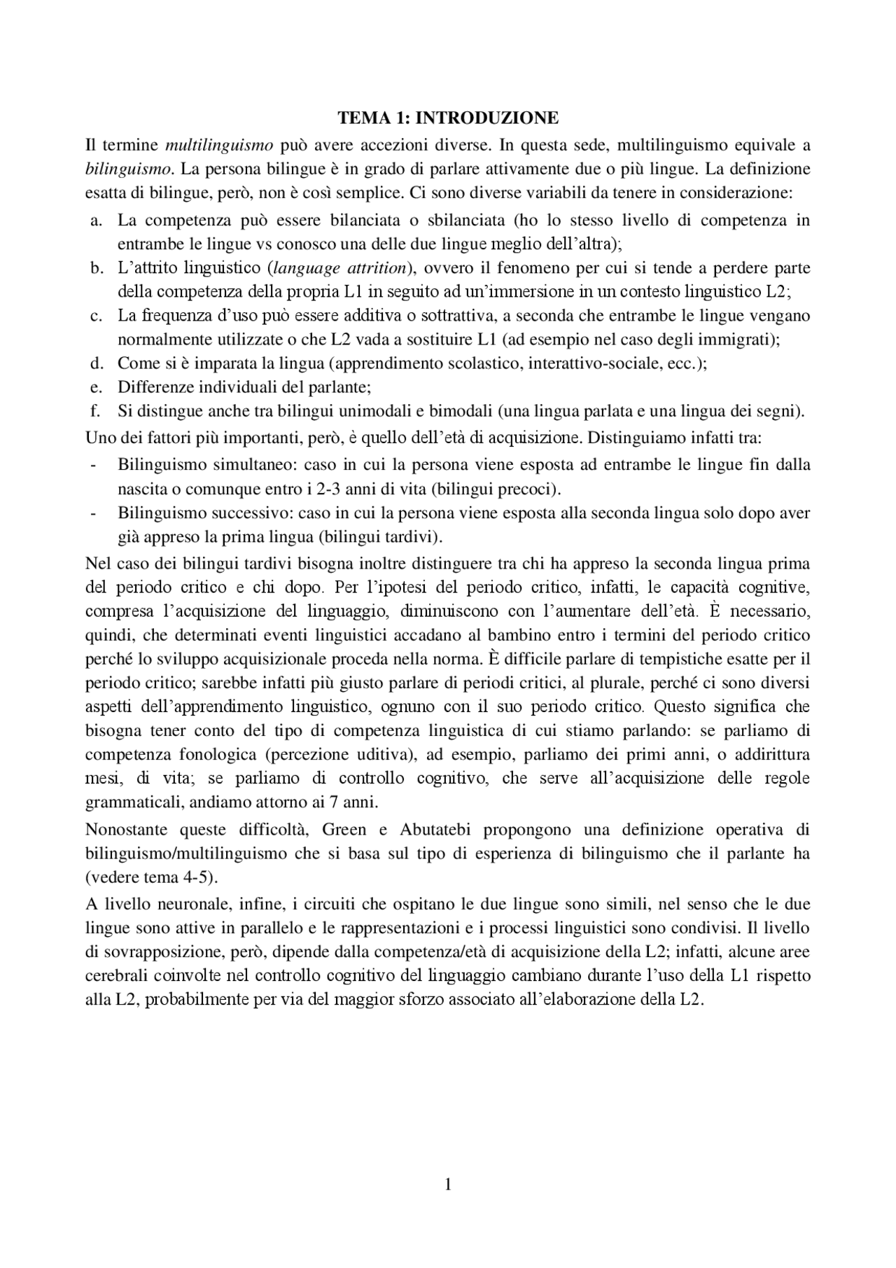 Multilinguismo e Cognizione - Docsity