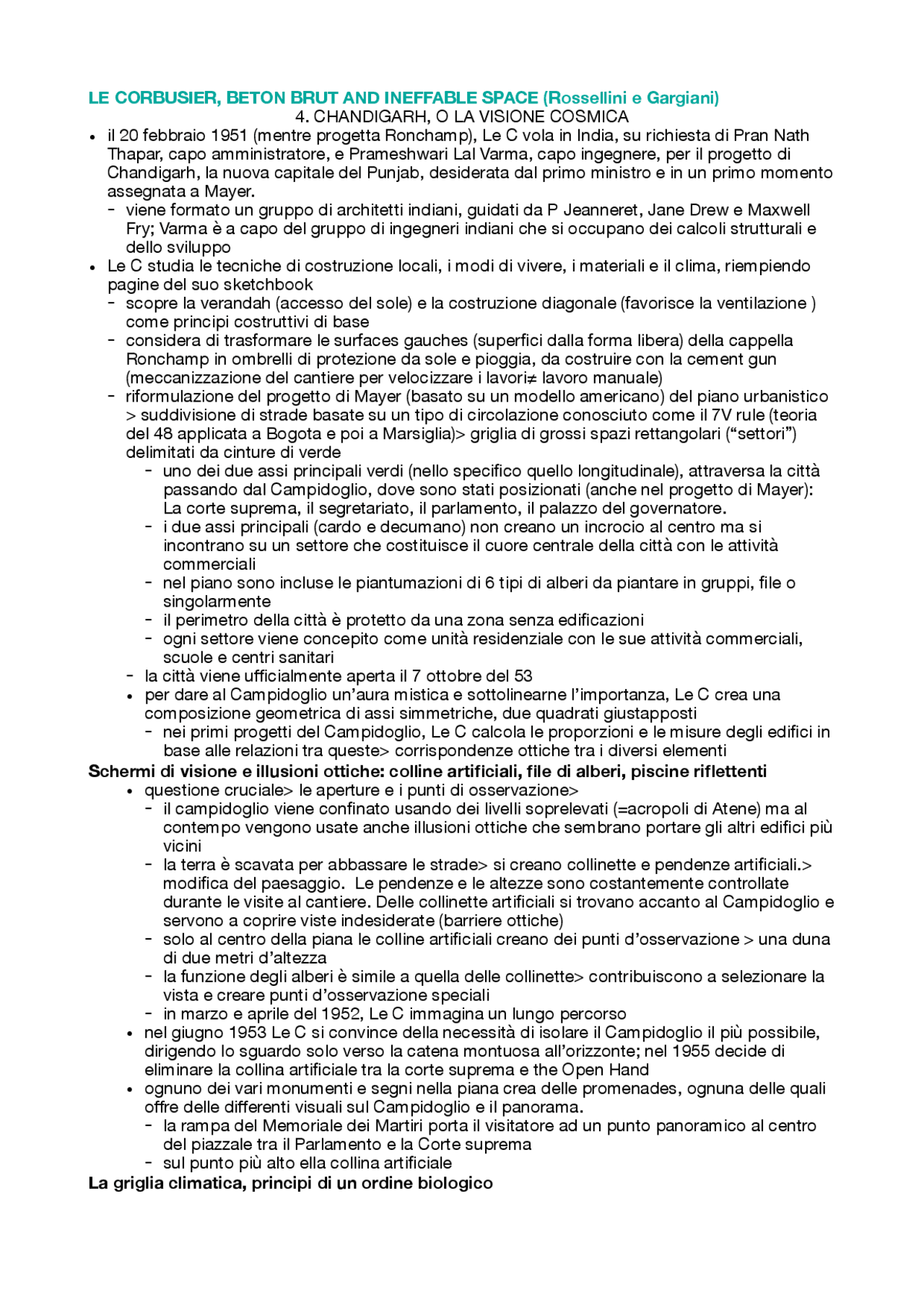 LE CORBUSIER, BETON BRUT AND INEFFABLE SPACE - Docsity