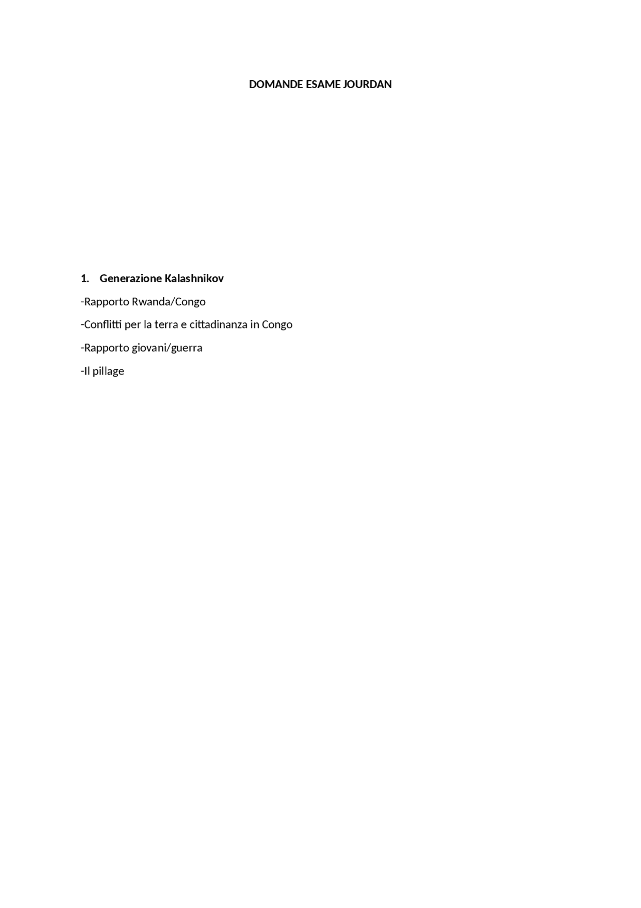 Domande Esame Jourdan Docsity