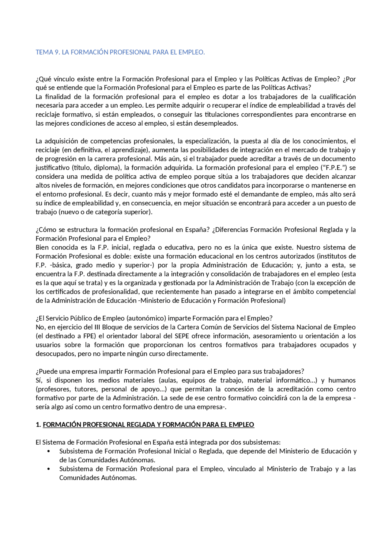 Tema 9 Derecho Del Empleo Docsity